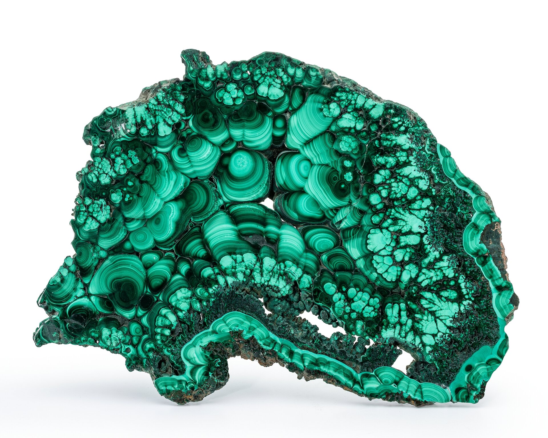 Polished Malachite Slab. DR Congo. 7.48 x 5.71 x 0.32 inches (19.00 ...