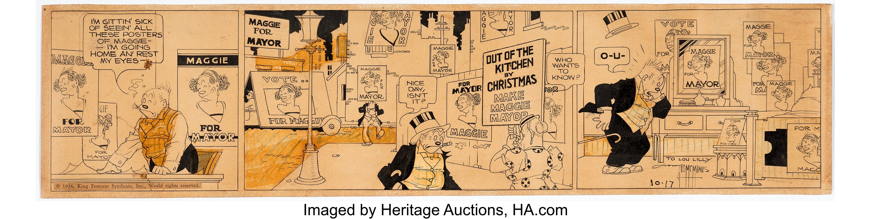 George McManus Bringing Up Father Daily Comic Strip Original Art | Lot ...