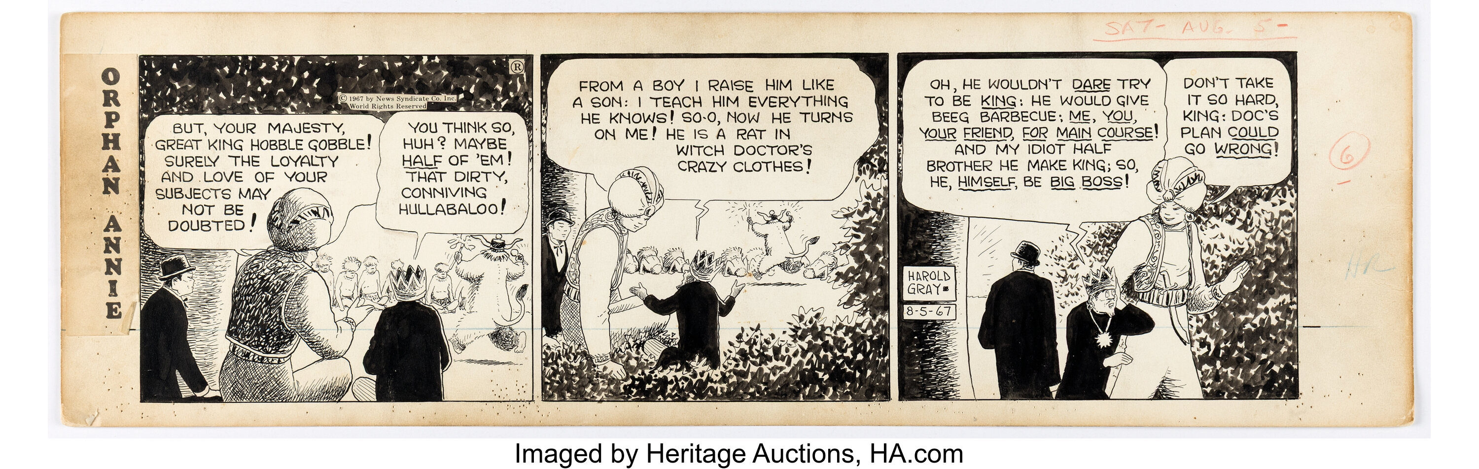Harold Gray Little Orphan Annie Daily Comic Strip Original Art | Lot ...