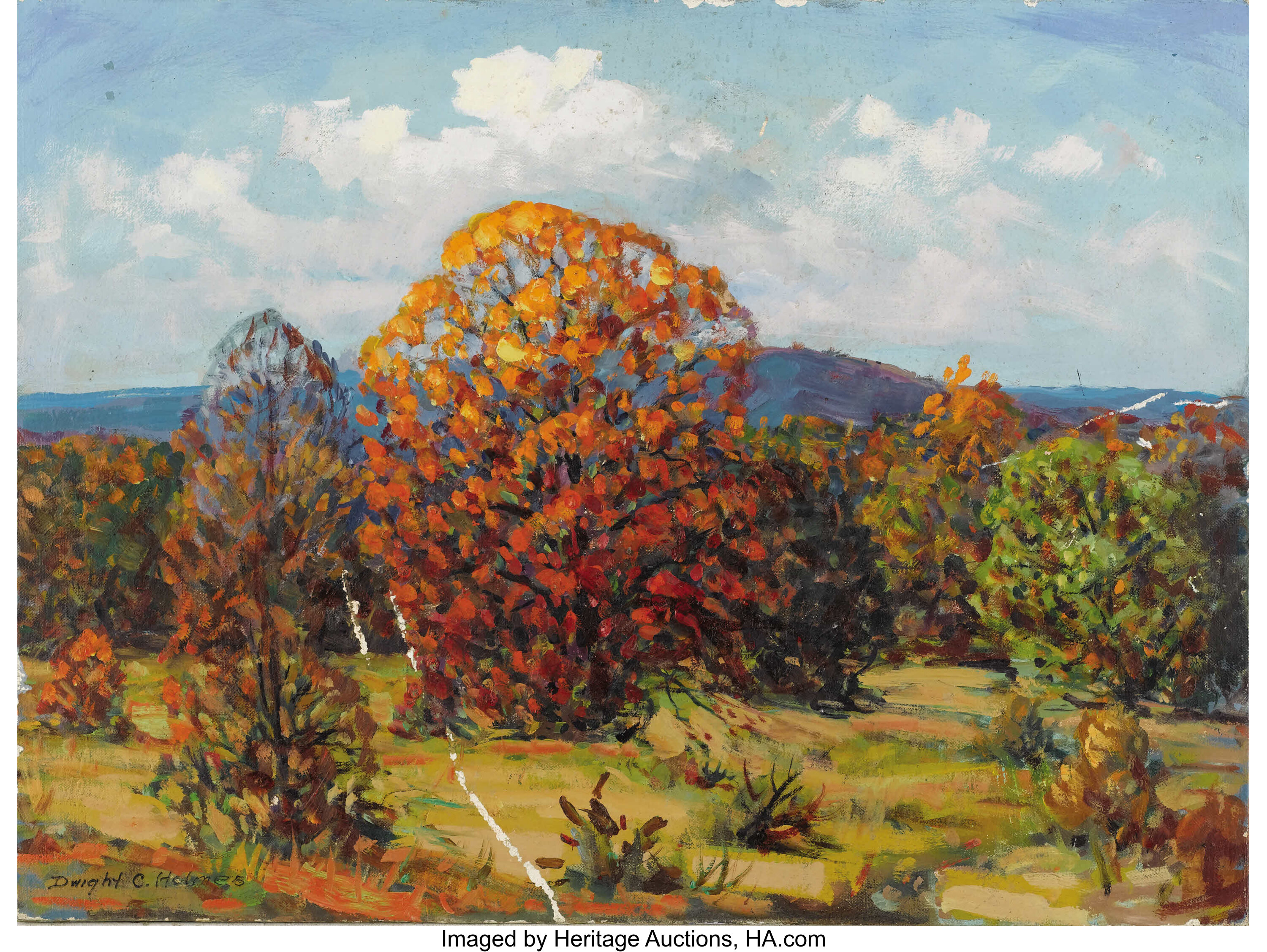 DWIGHT HOLMES (1900-1986). Spanish Oak - Hill Country. Oil on | Lot ...