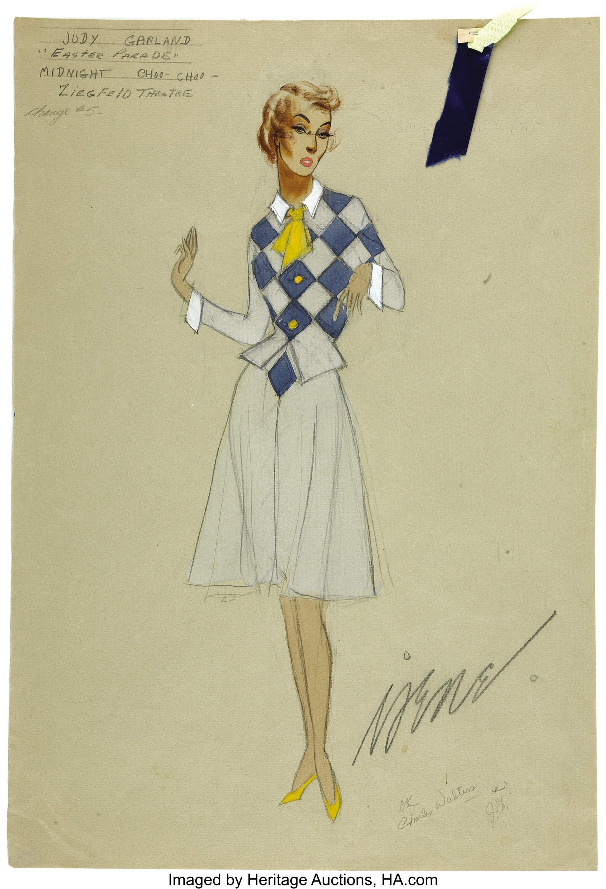 Judy Garland Easter Parade Costume Sketch by Irene. A 12" x 18" | Lot ...