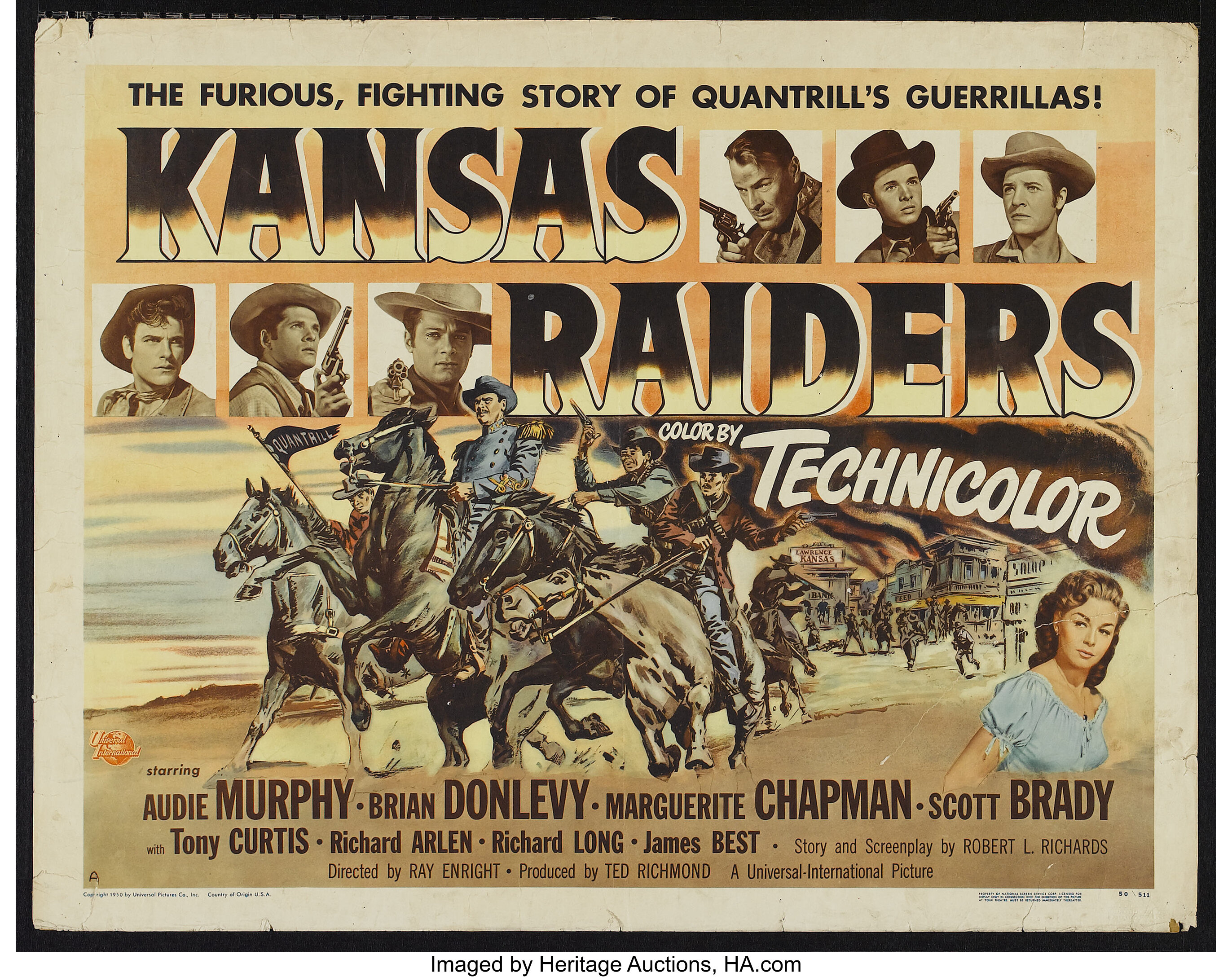 Kansas Raiders (Universal International, 1950). Half Sheets (2) | Lot ...