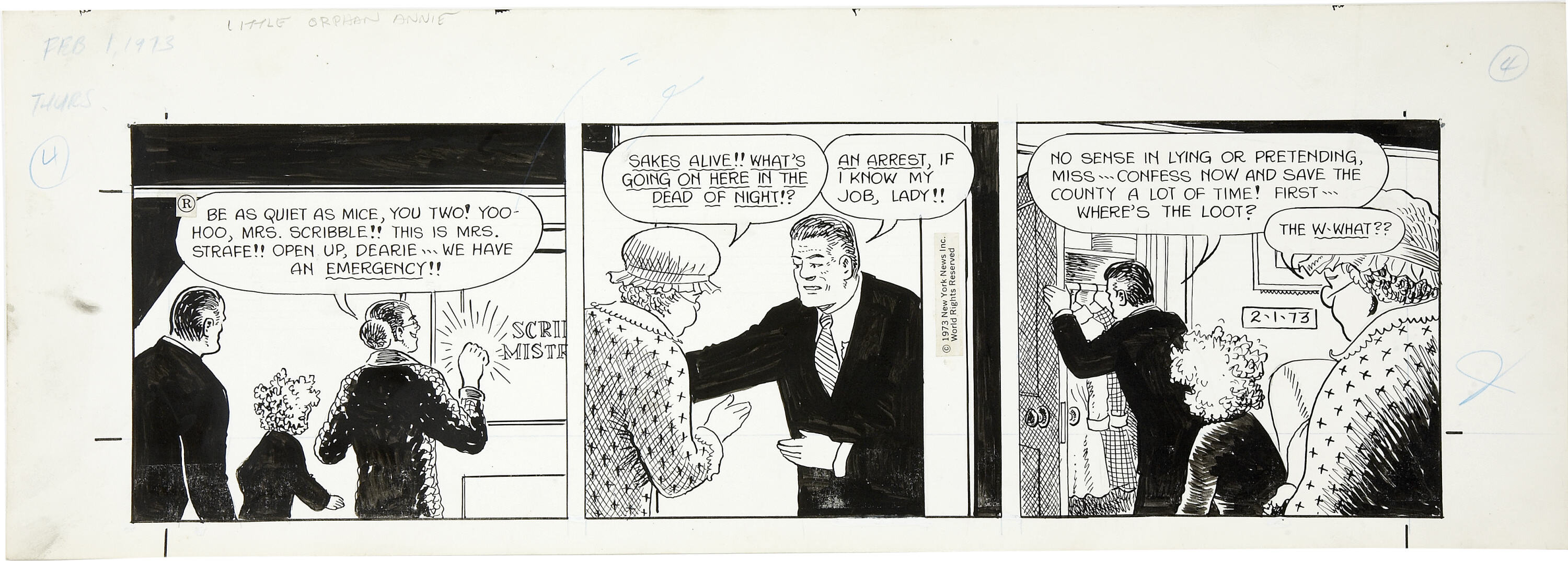 Tex Blaisdell - Little Orphan Annie Daily Comic Strip Original Art ...