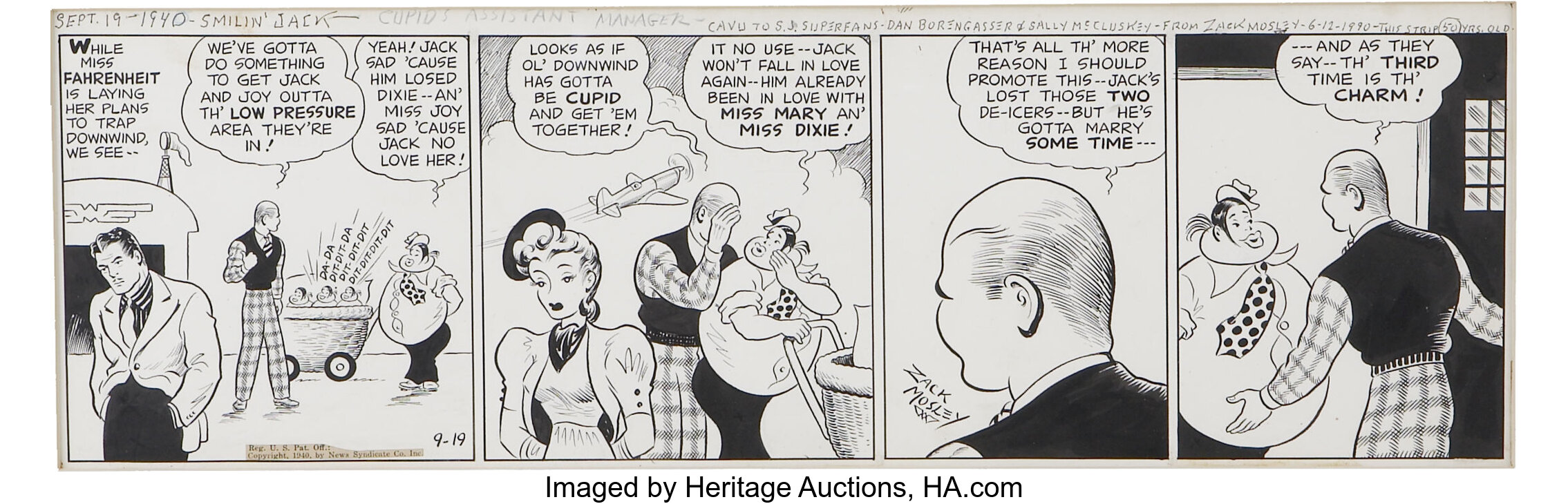Zack Mosley - Smiling Jack Daily Comic Strip Original Art, dated | Lot ...