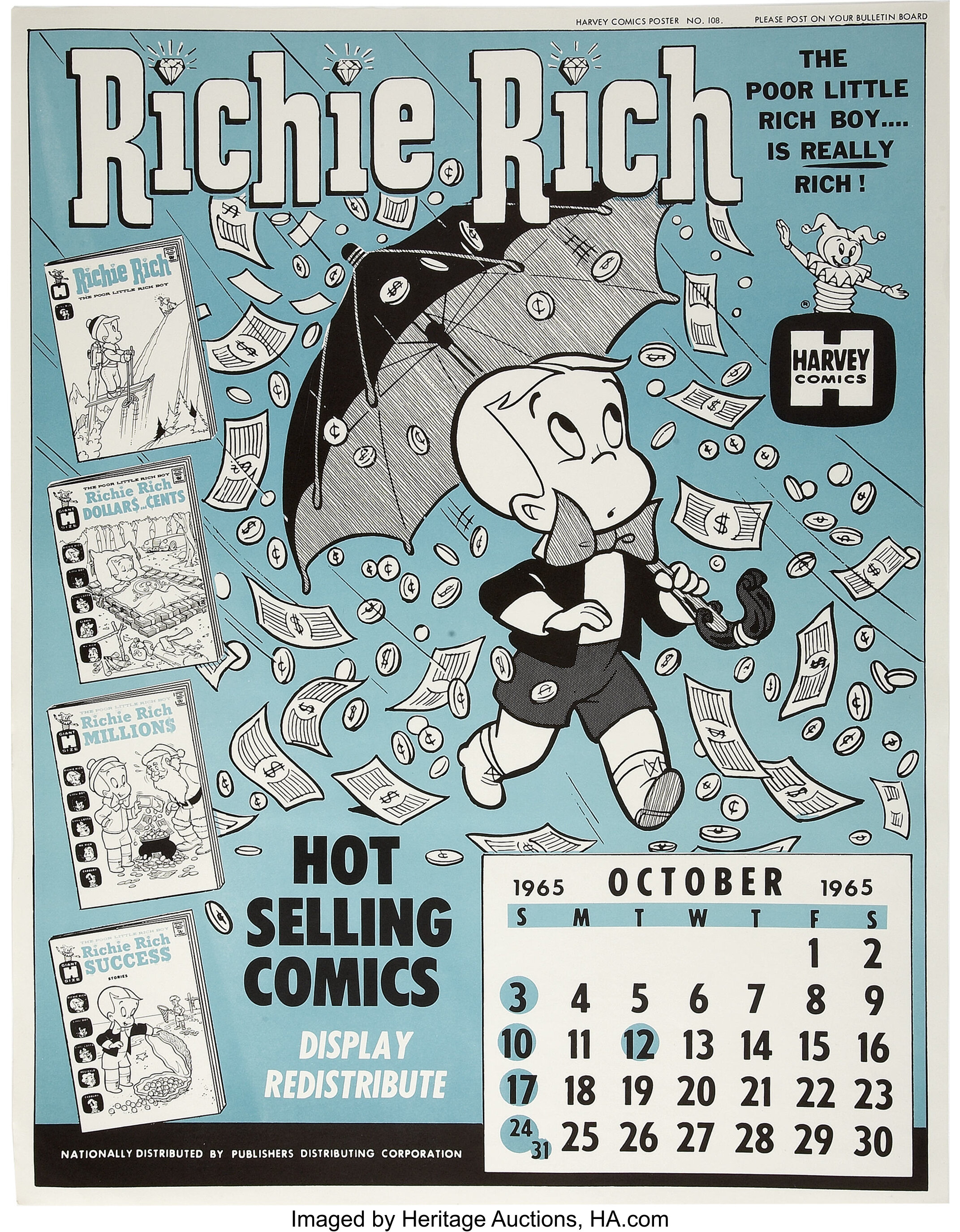 Richie Rich October, 1965 Calendar (Harvey, 1965).... Memorabilia | Lot ...