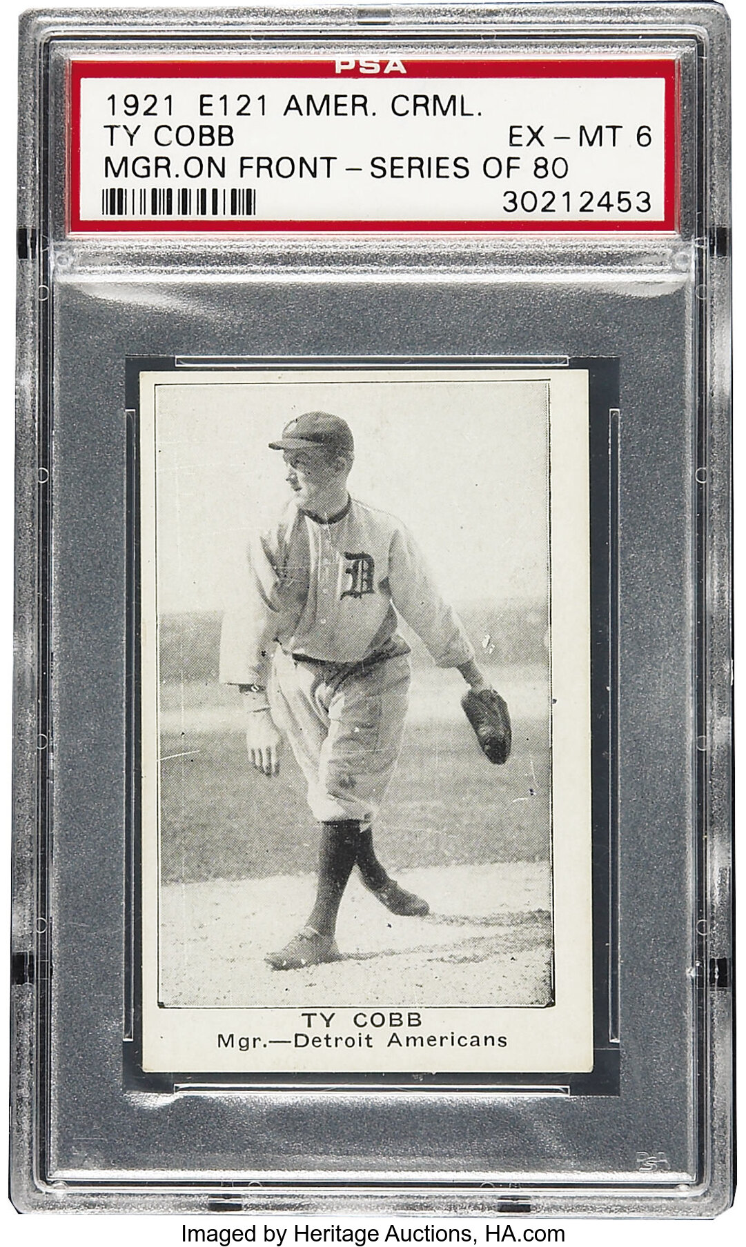 1921 E121 American Caramel Ty Cobb, Manager on Front Series Of 80 | Lot ...
