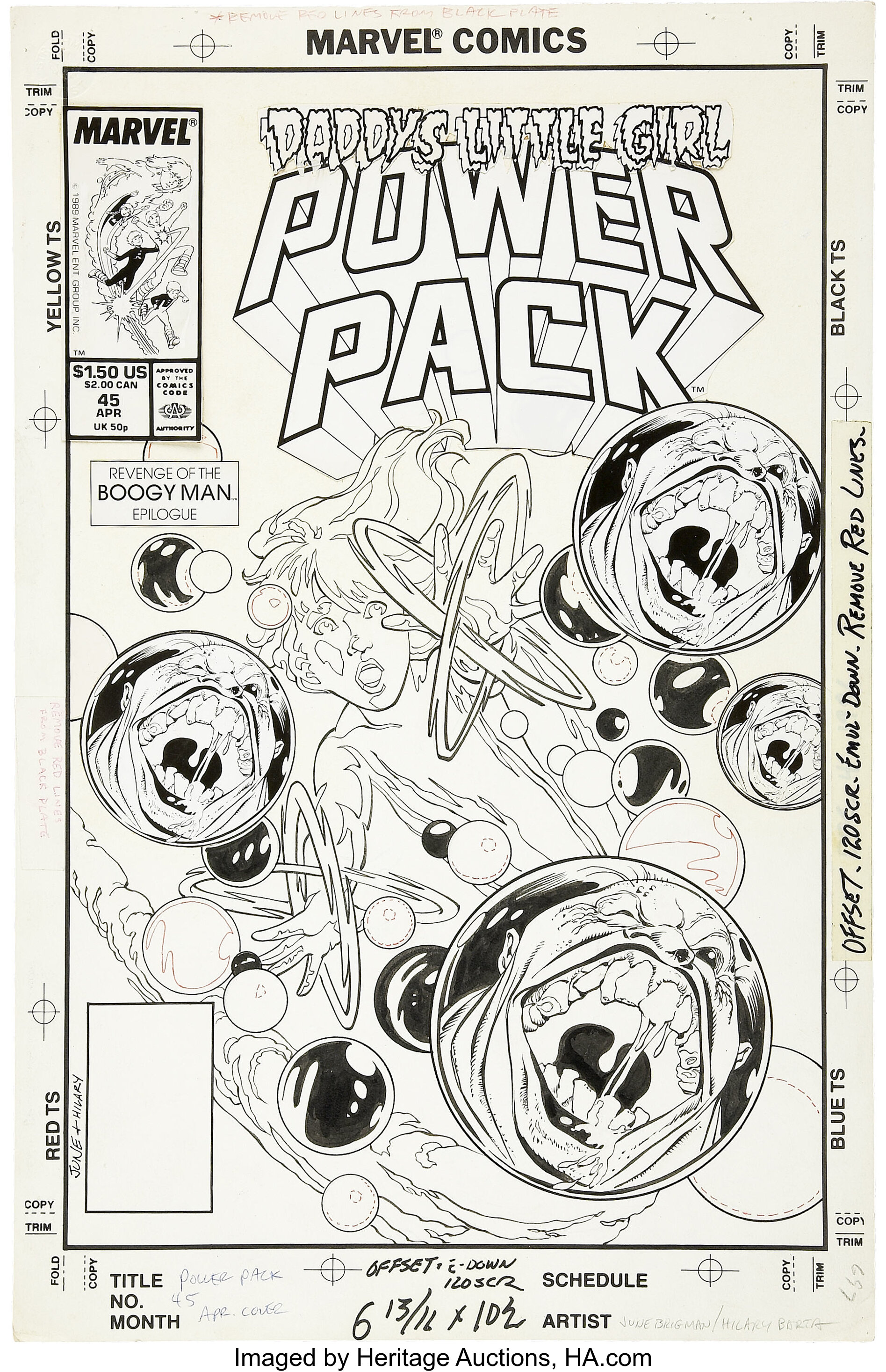 June Brigman and Hilary Barta - Power Pack #45 Cover Original Art | Lot ...