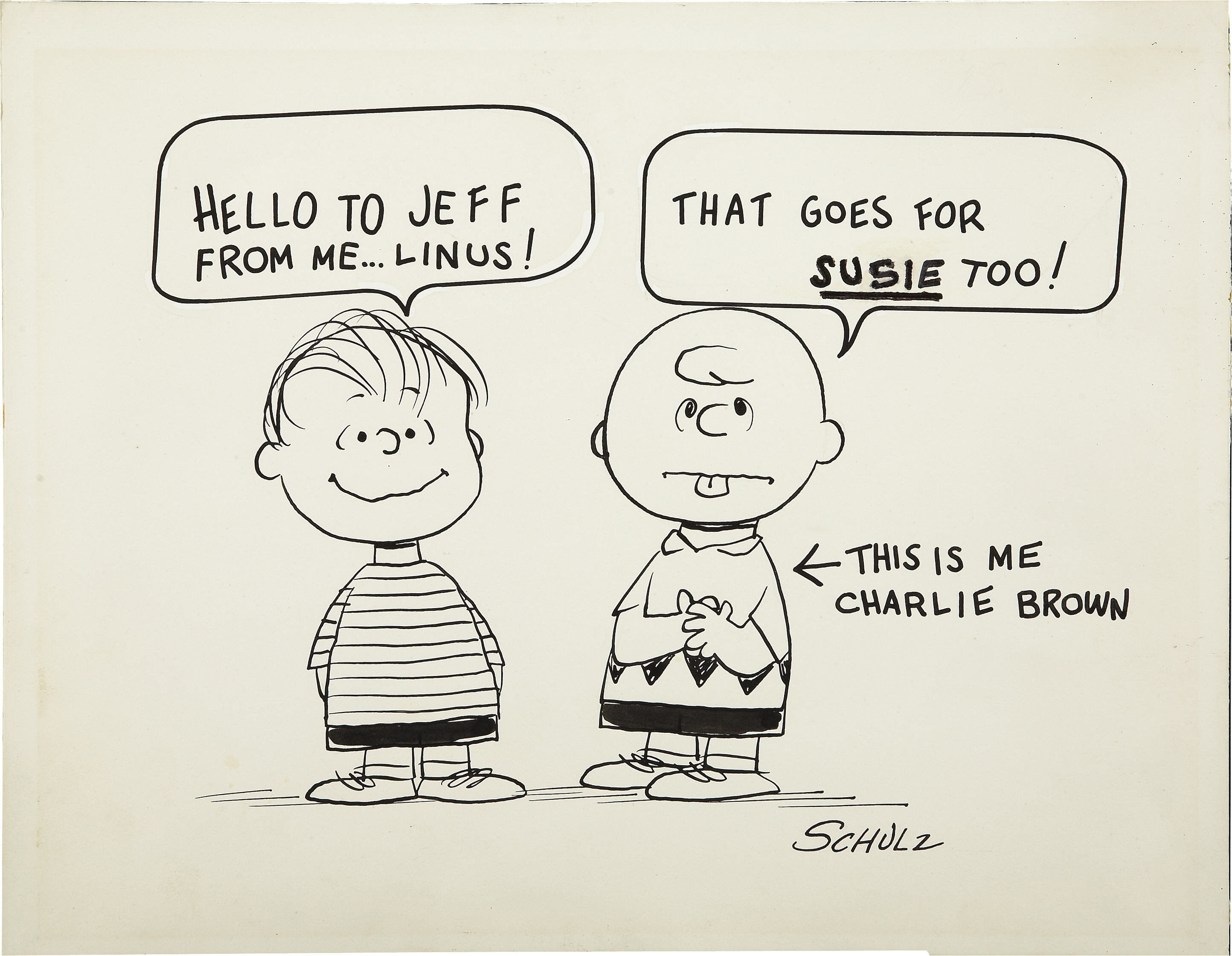 Charles Schulz Linus and Charlie Brown Illustration Original Art | Lot ...