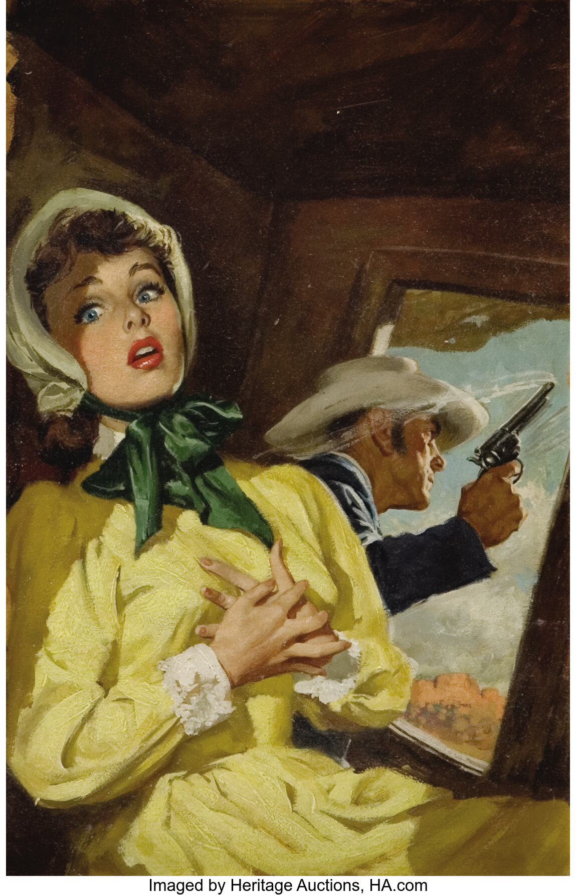 AMERICAN ILLUSTRATOR (20th Century). Western pulp cover. Oil on | Lot ...