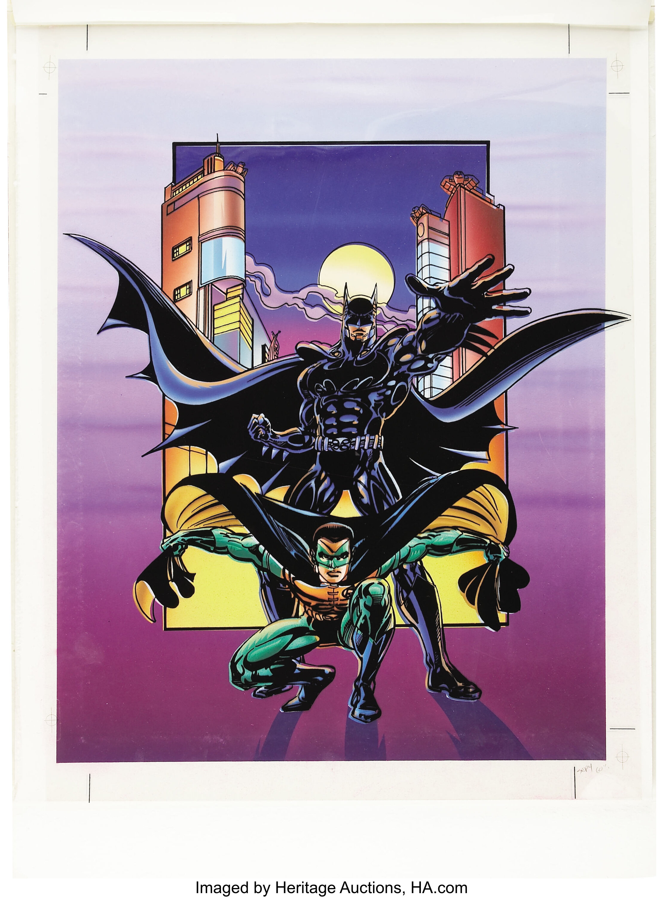 Batman and Robin Poster Blueline Color Guide Production Art | Lot ...