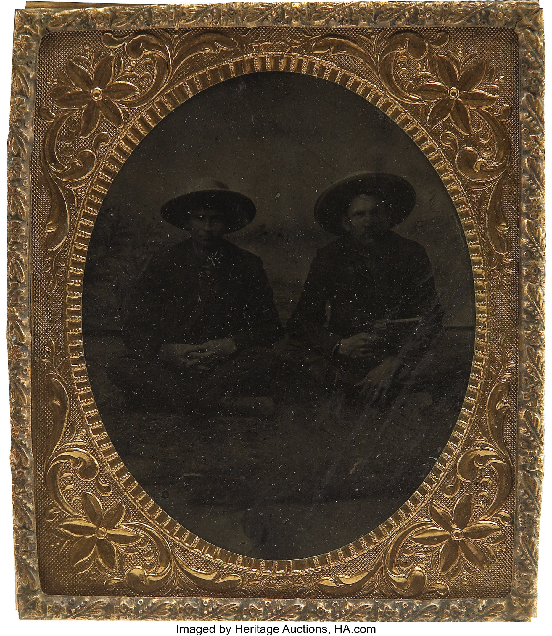 Tintype of Two Cowboys, One with Revolver.... Western Expansion | Lot ...