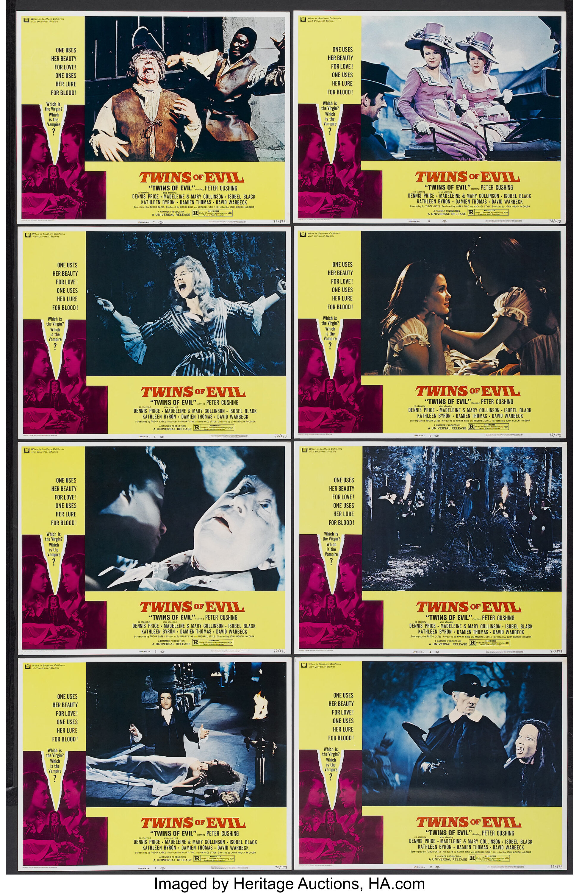 Twins of Evil (Universal, 1971). Lobby Card Set of 8 (11" X 14"). | Lot ...