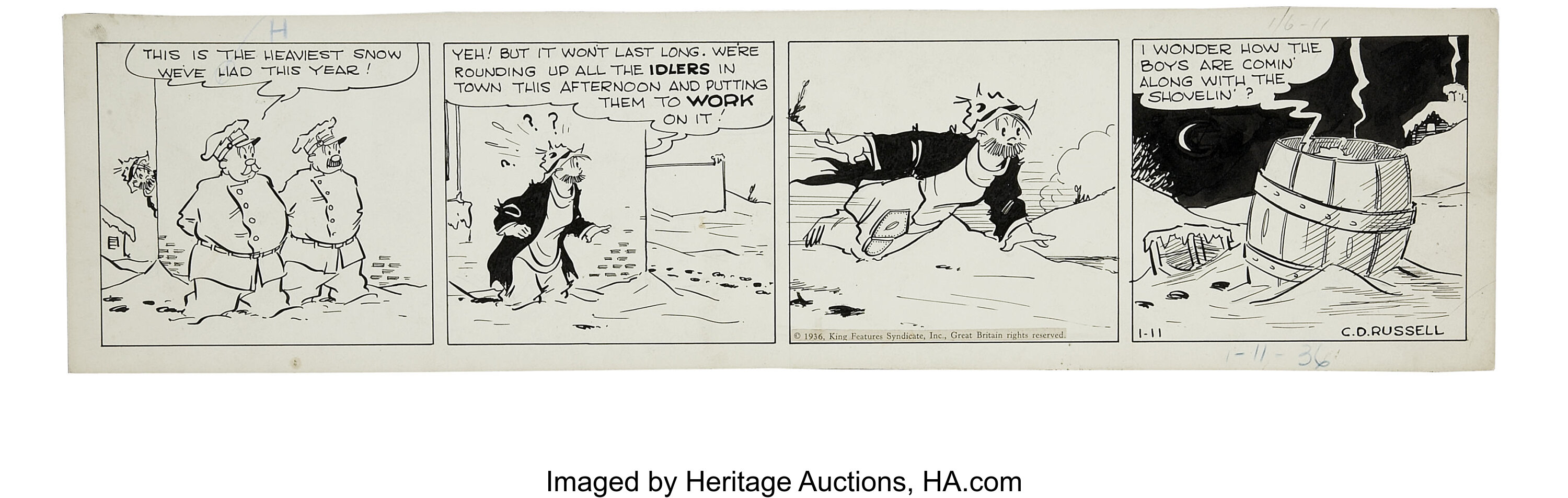 C.D. Russell - Pete the Tramp Daily Comic Strip Original Art, dated ...
