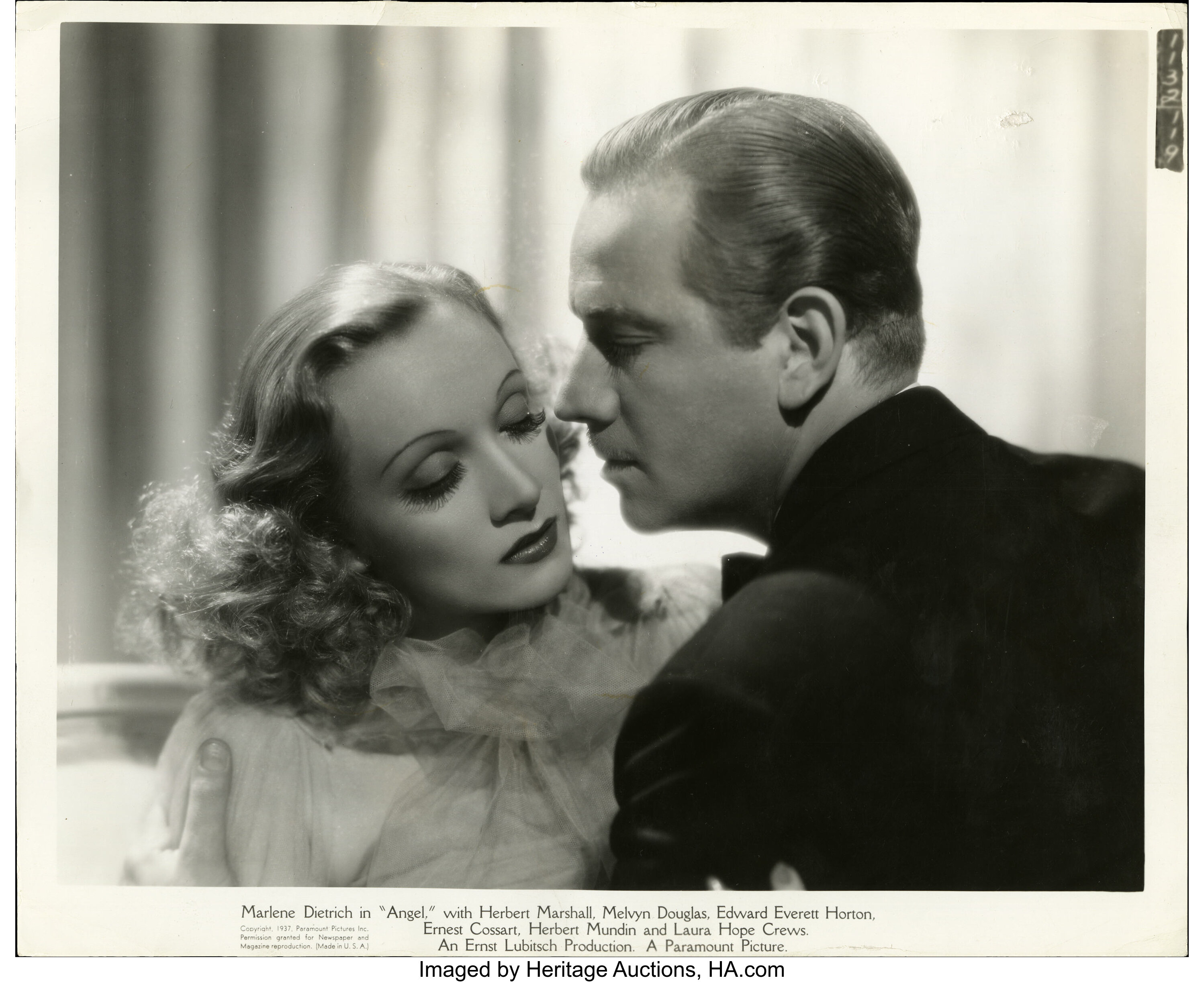 Marlene Dietrich and Melvyn Douglas in Angel Publicity Still | Lot ...