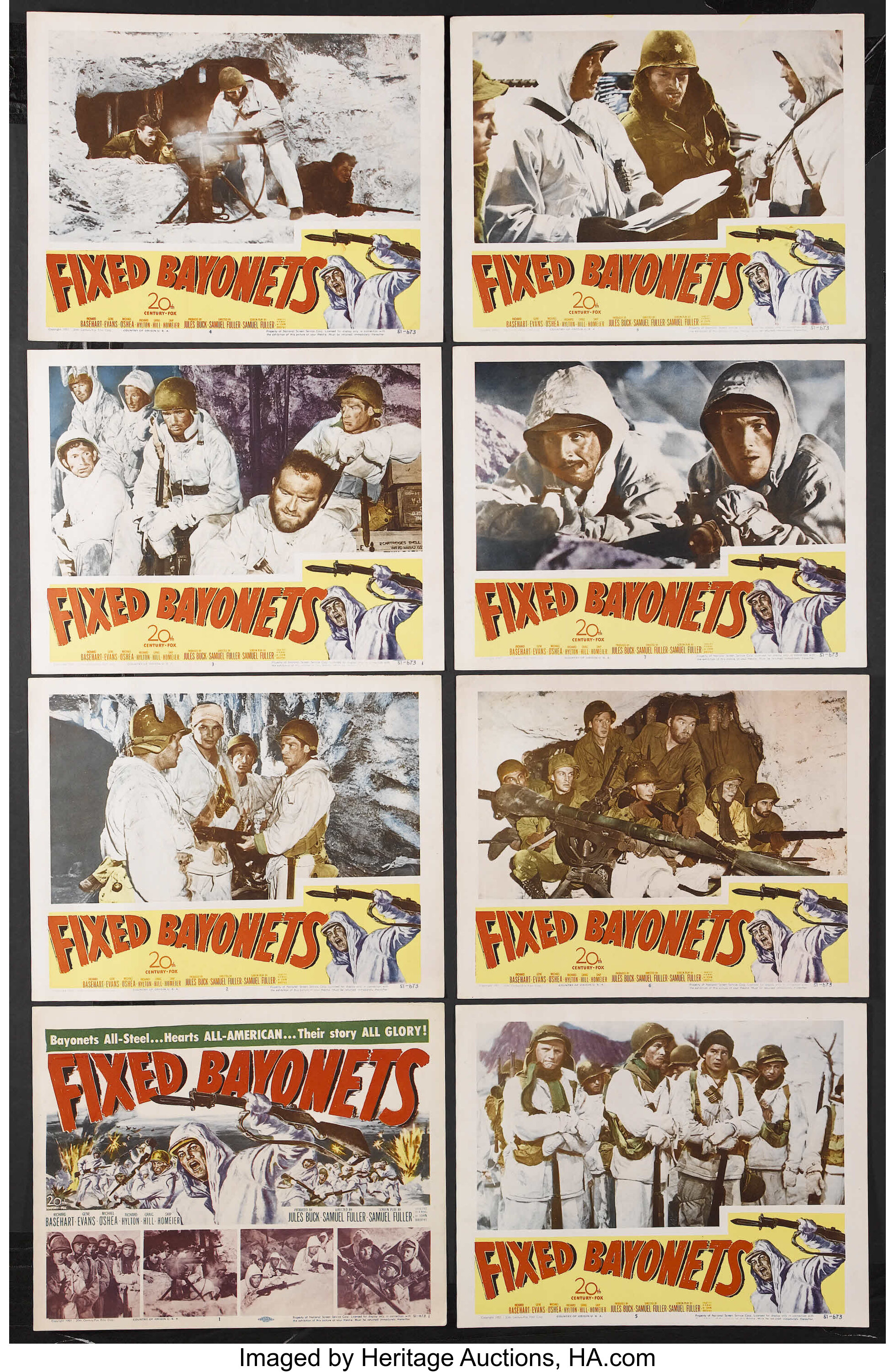 Fixed Bayonets! (20th Century Fox, 1951). Lobby Card Set of 8 (11 ...