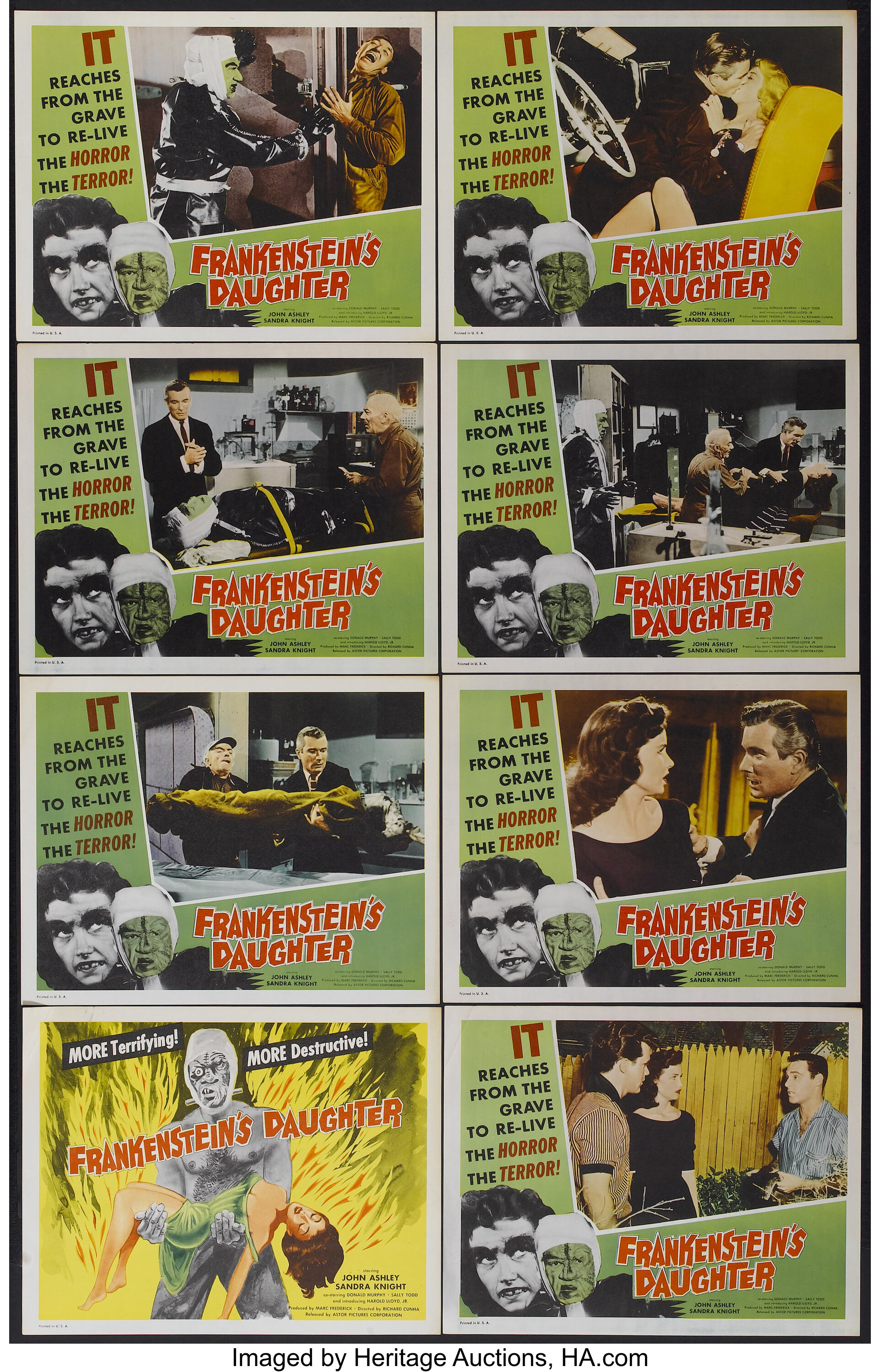 Frankenstein's Daughter (Astor Pictures, 1958). Lobby Card Set of 8 ...