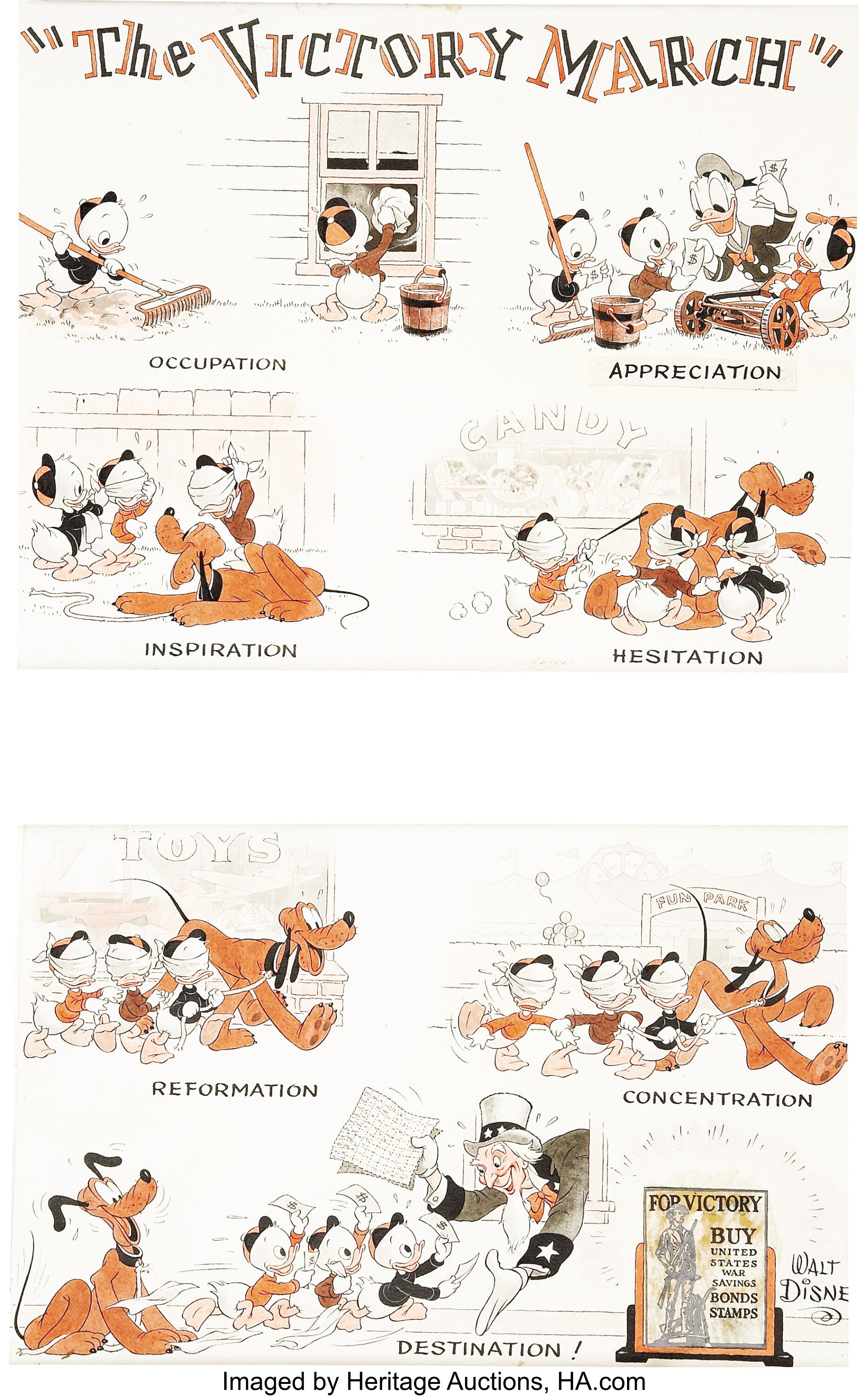 Hank Porter The Victory March Huey, Dewey, and Louie Illustration | Lot ...