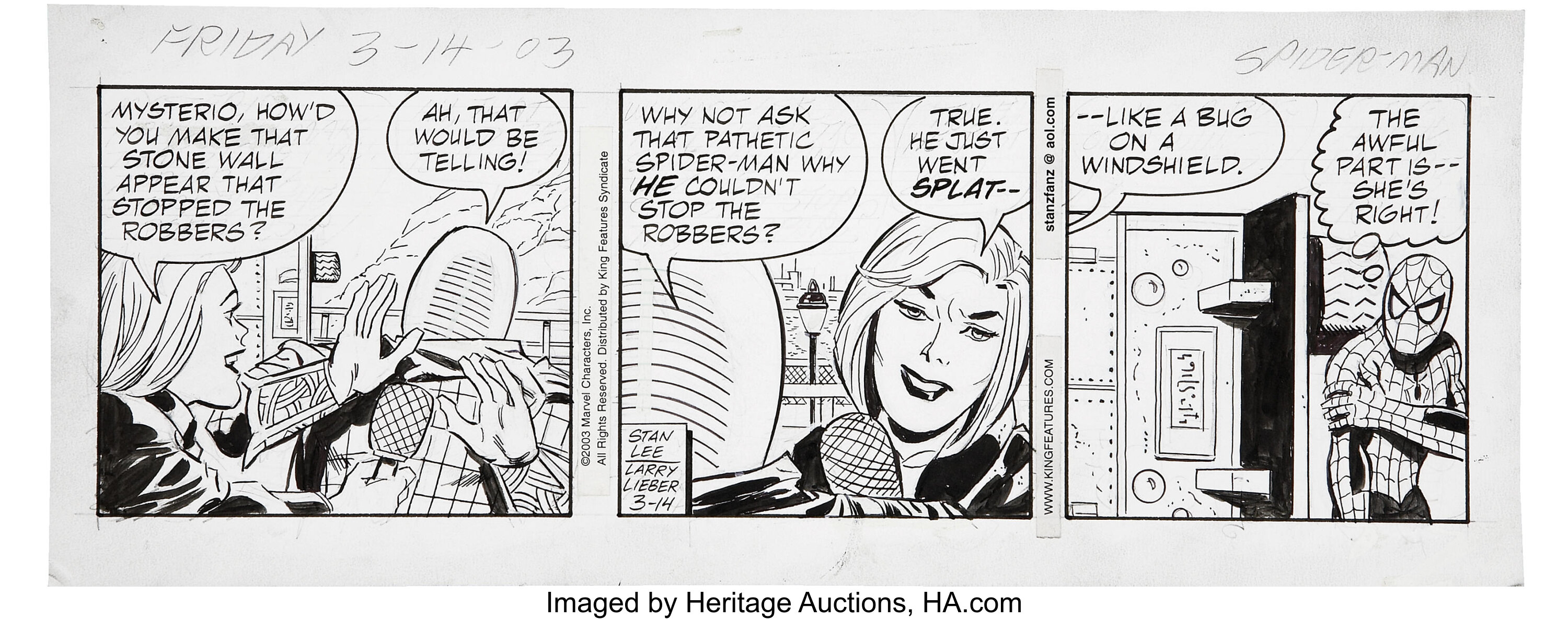 Larry Lieber - The Amazing Spider-Man Daily Comic Strip Original | Lot ...
