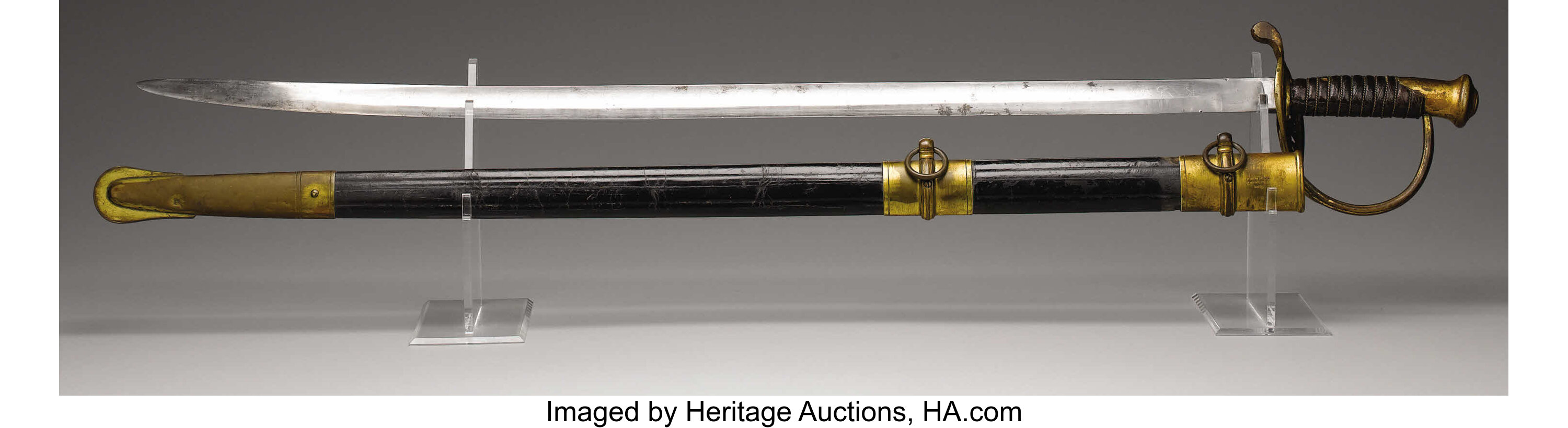 Confederate Officers Field & Staff Sword with Leather Scabbard; by ...
