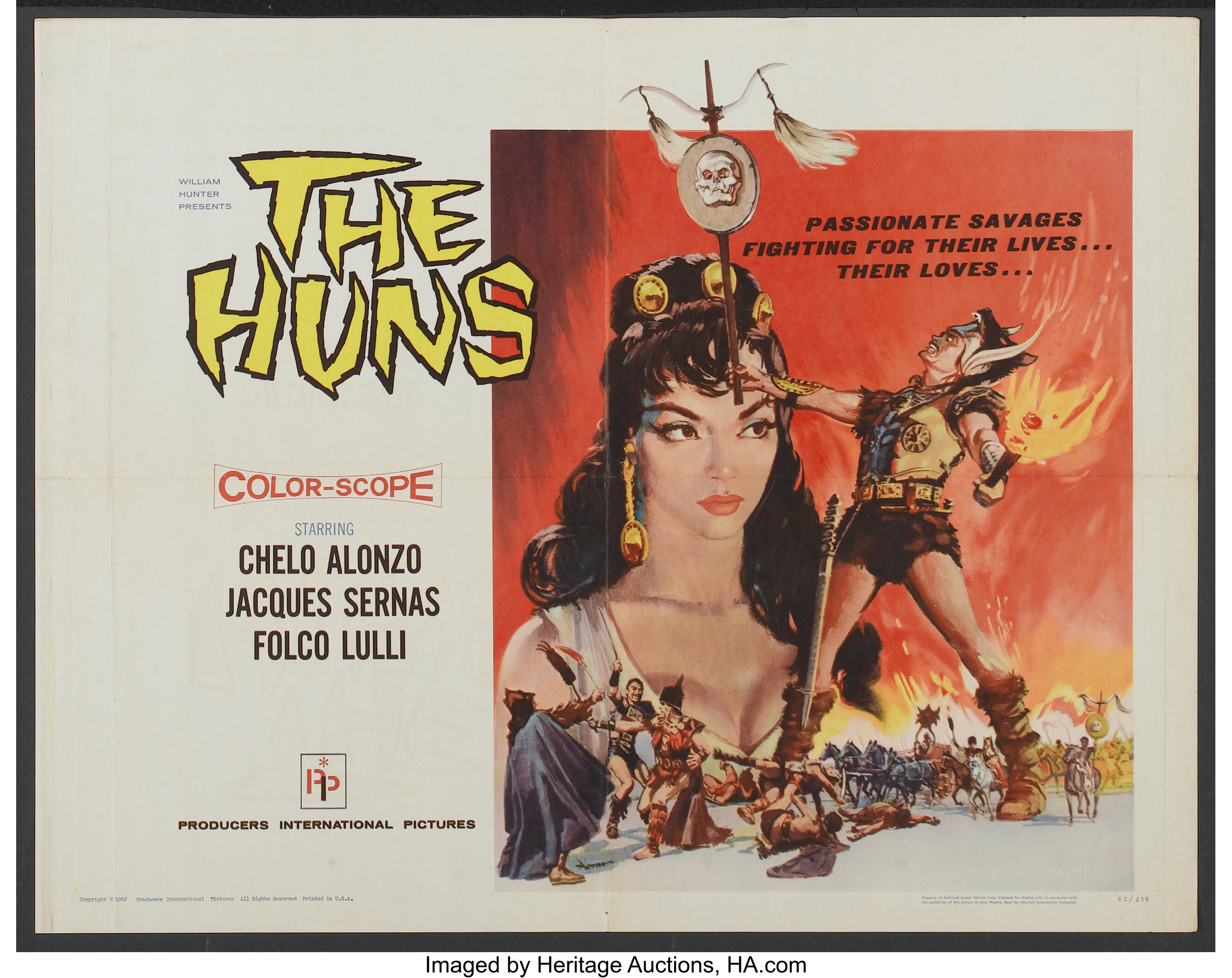 The Huns (Producers International, 1962). Half Sheet (22" X 28"). | Lot ...