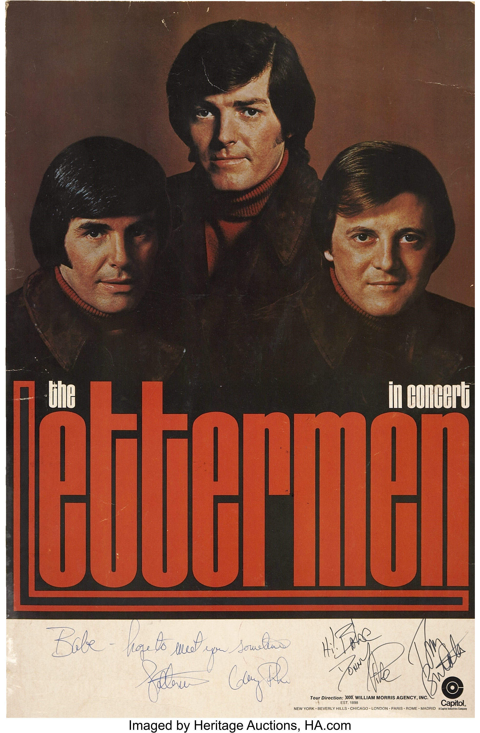 The Lettermen Signed Concert Poster.... Music Memorabilia | Lot #52334 ...