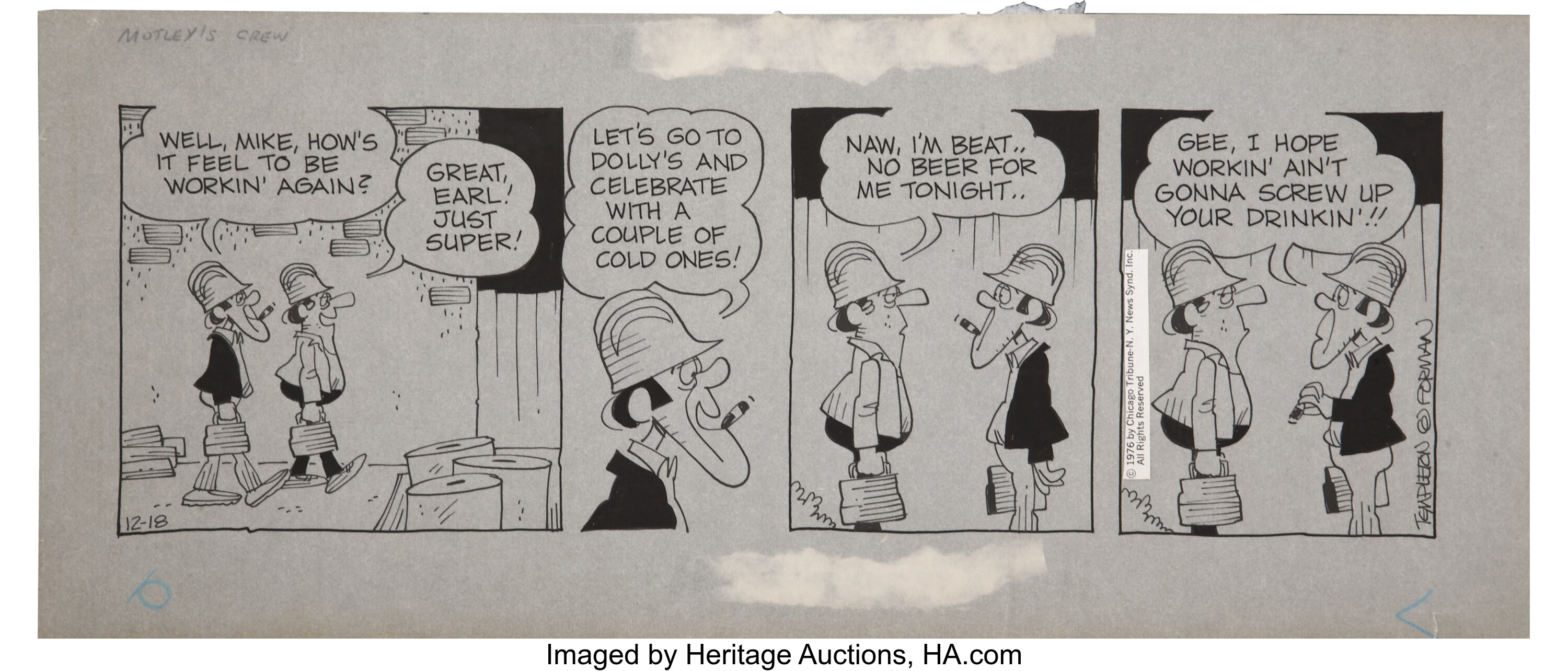 Ben Templeton Motley's Crew Daily Comic Strip Original Art (Chicago ...