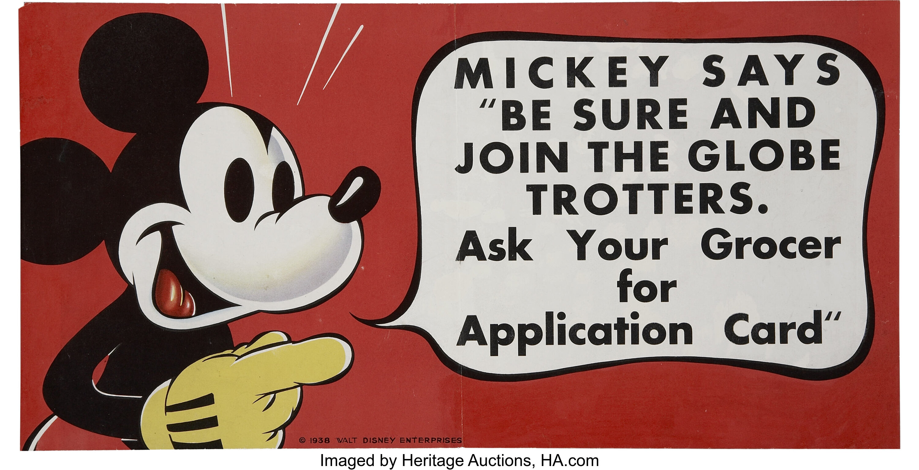 Mickey Mouse Globe Trotters In-Store Sign (Walt Disney, 1938).... | Lot ...