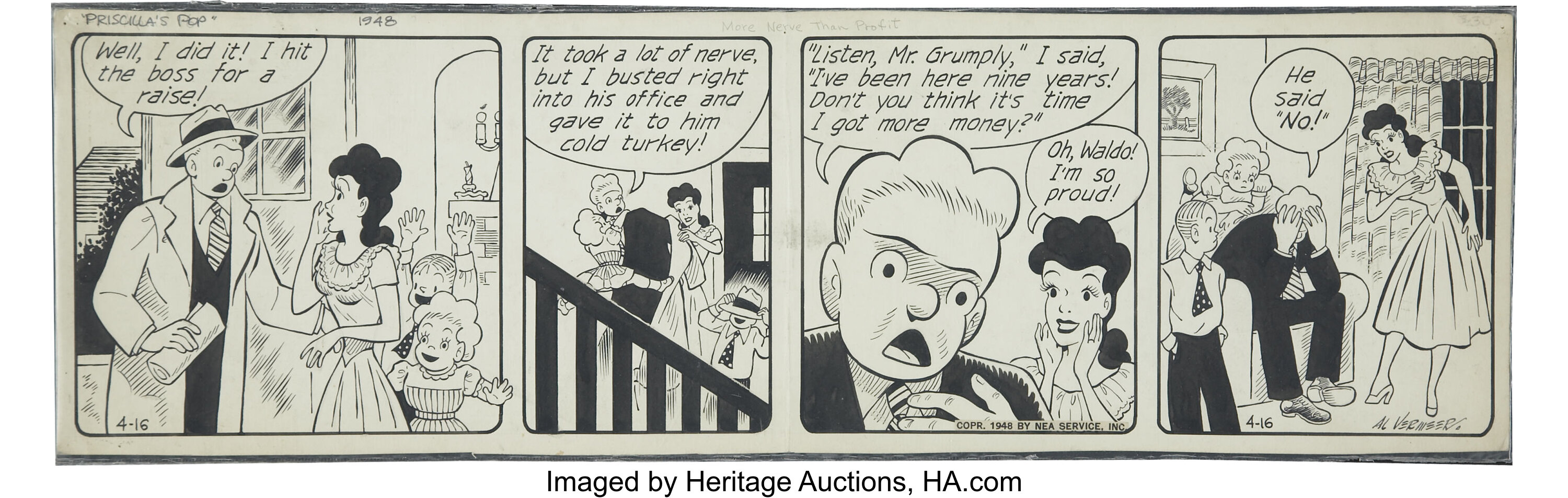 Al Vermeer Priscilla's Pop Daily Comic Strip Original Art, dated | Lot ...