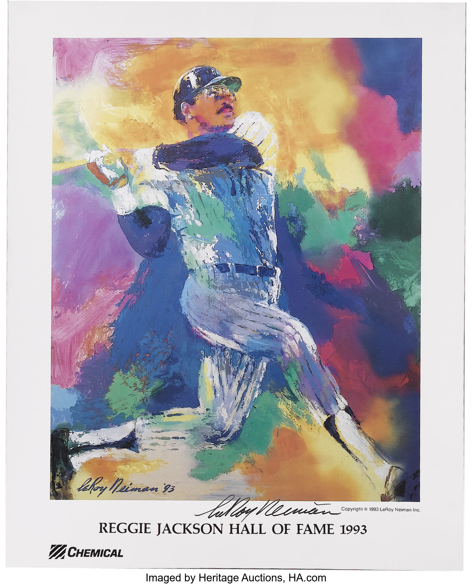 LeRoy Neiman Signed Reggie Jackson Day Poster. Mr. October was | Lot ...