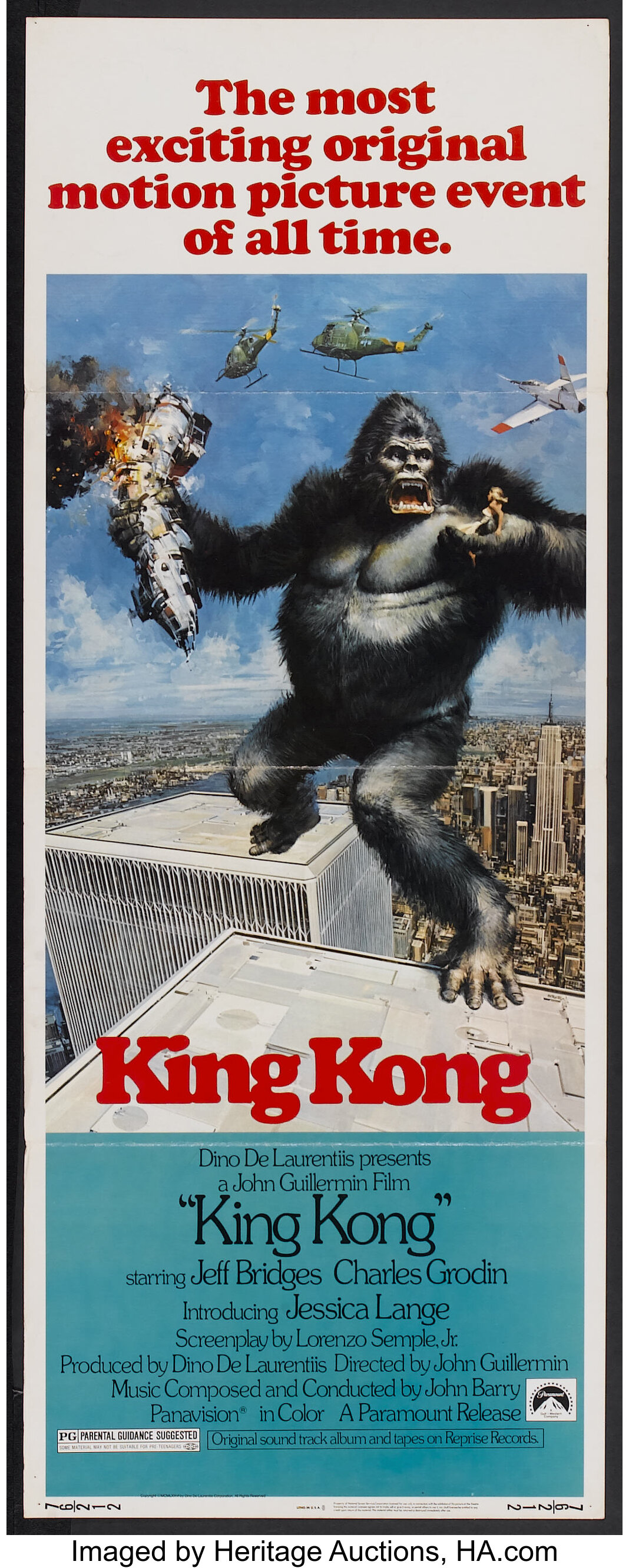 King Kong (Paramount, 1976). Insert (14" X 36") and Stills (4) (8 ...