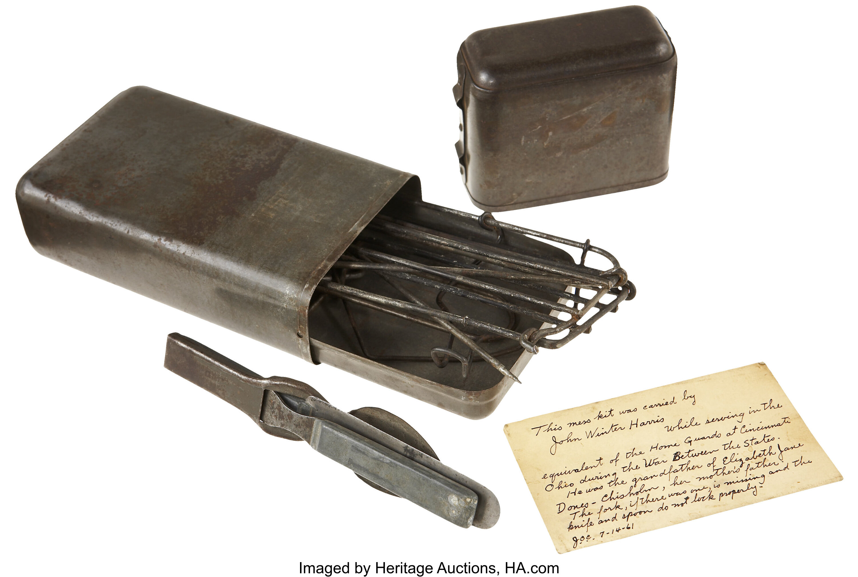 Patent Civil War Mess Kit with Interesting History. Only example | Lot ...