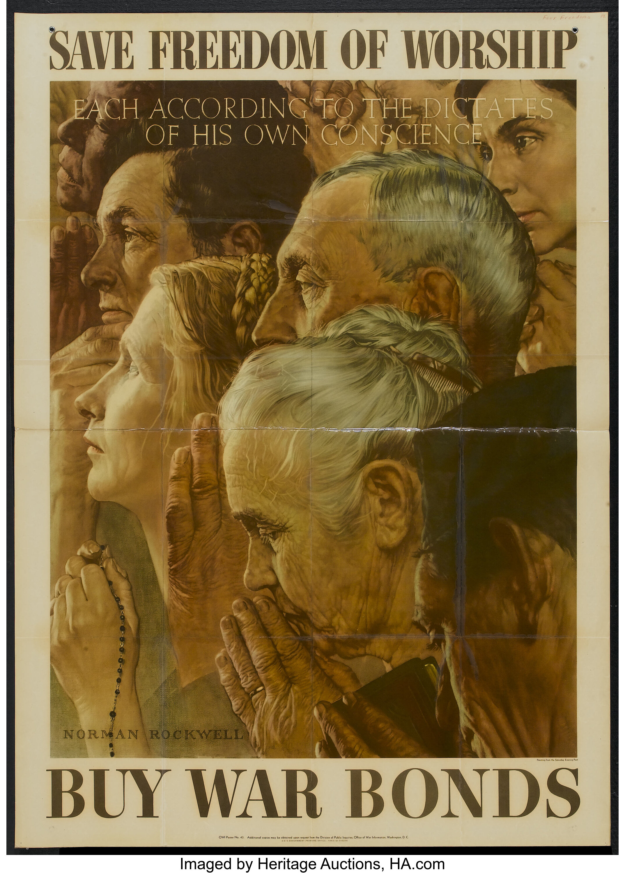 Norman Rockwell War Propaganda Poster (U.S. Government, 1943). | Lot ...