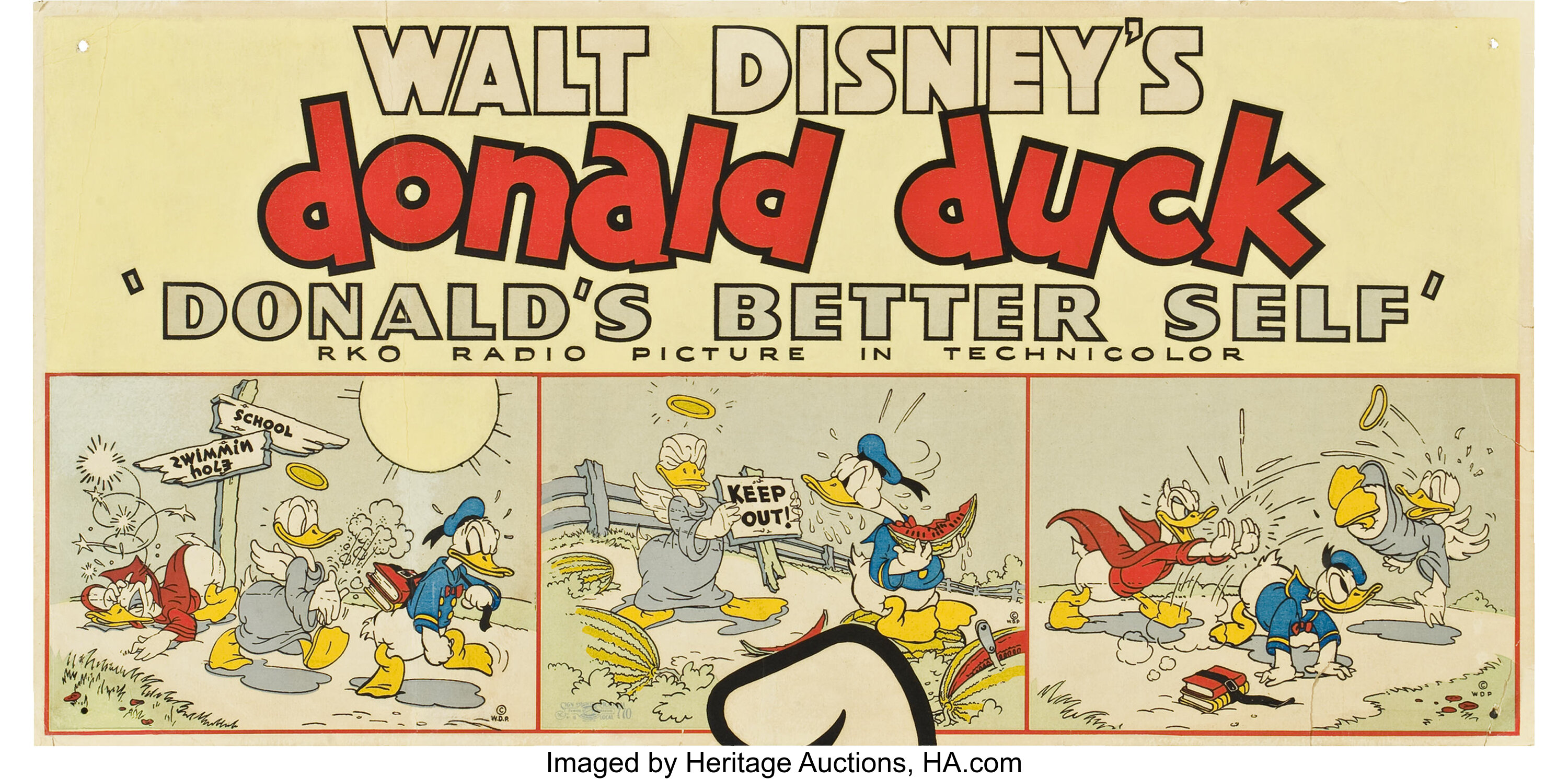 Donald's Better Self (RKO, 1938). Standee Title Placard (14" X | Lot ...