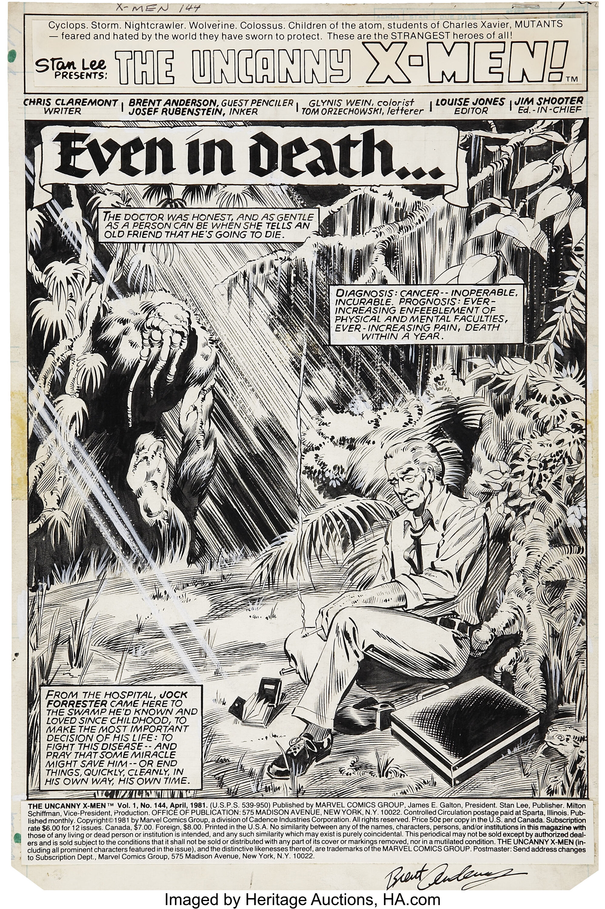 Brent Anderson and Joe Rubinstein Uncanny X-Men #144 Splash Page 1 ...