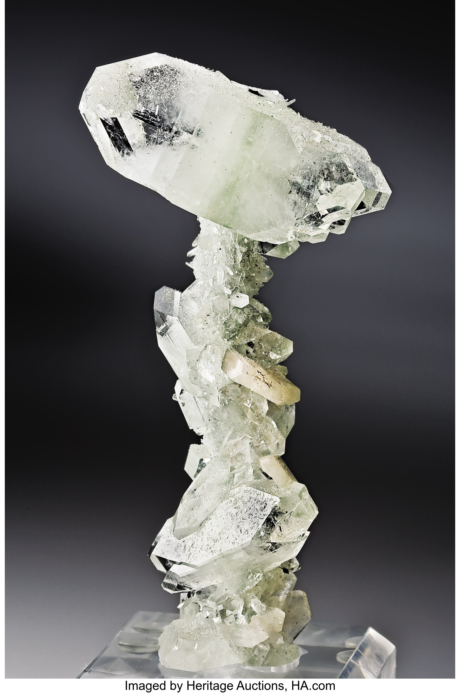 APOPHYLLITE ON QUARTZ STALACTITE WITH STILBITE. ... Minerals | Lot ...