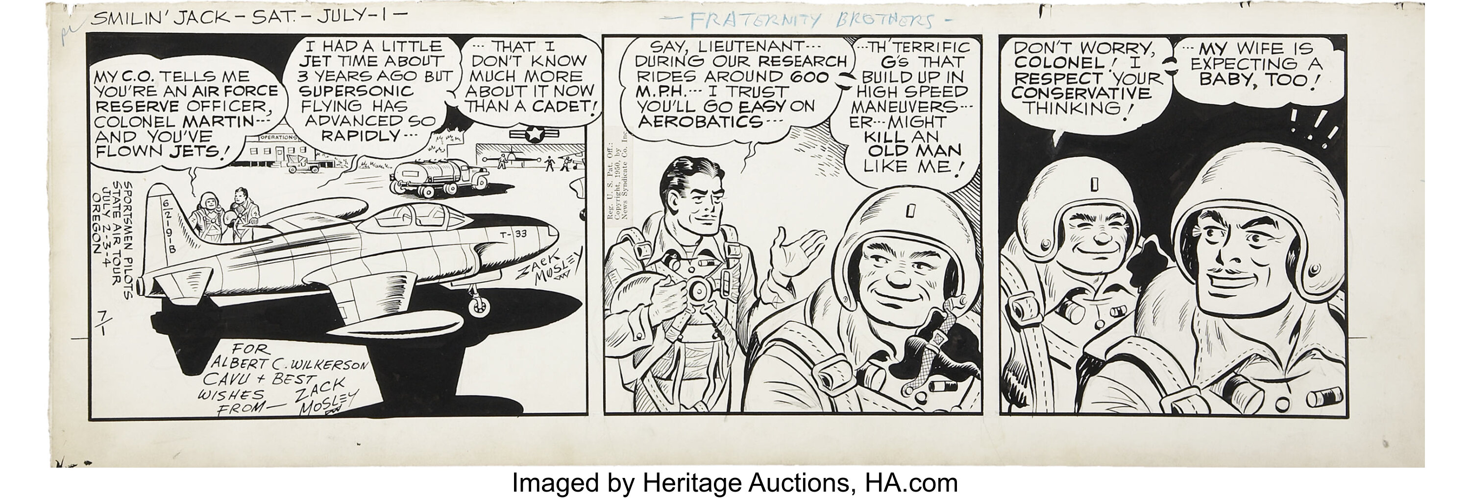 Zack Mosley Smiling Jack Daily Comic Strip Original Art, dated | Lot ...