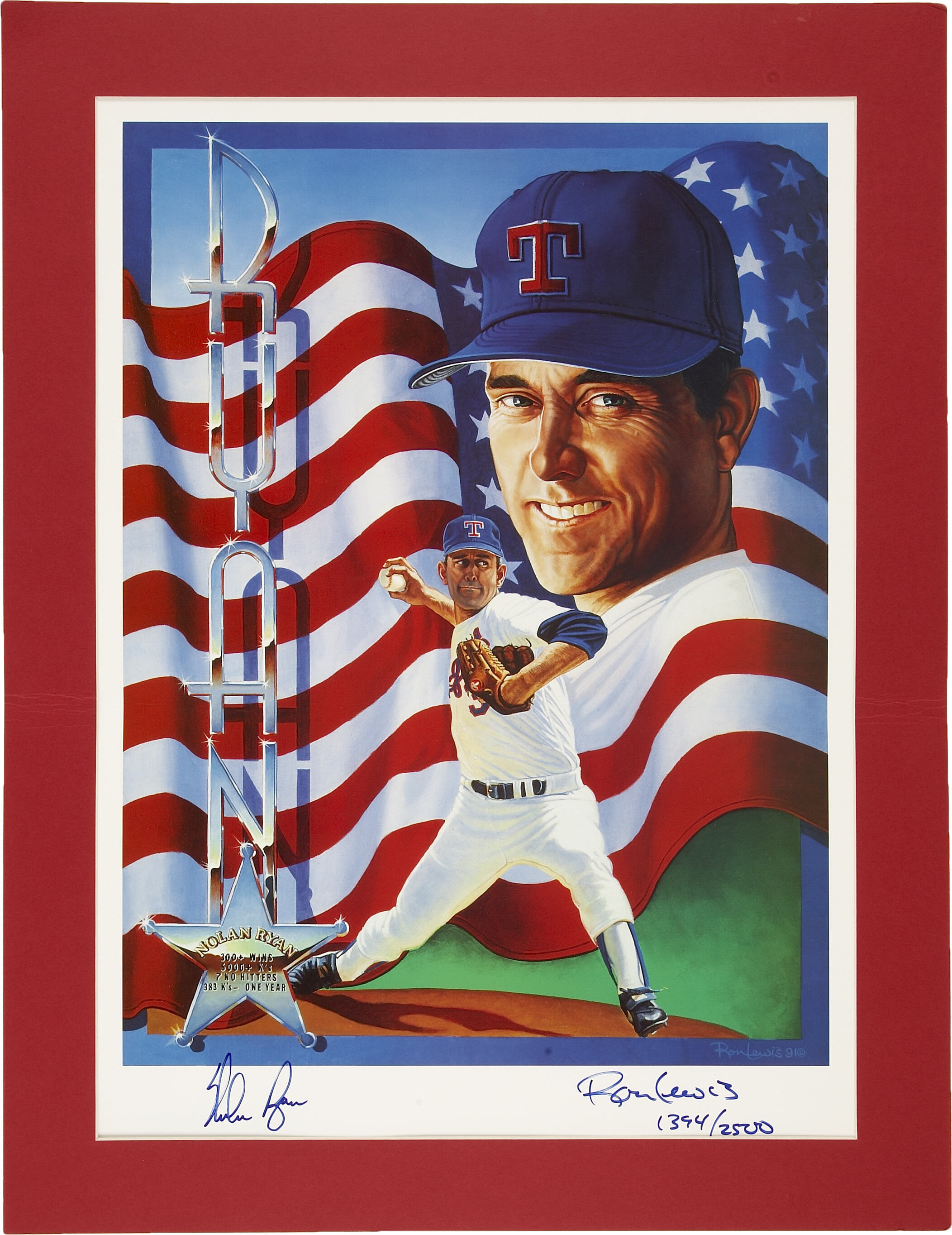 Nolan Ryan Signed Ron Lewis Lithograph.... Baseball Collectibles | Lot ...