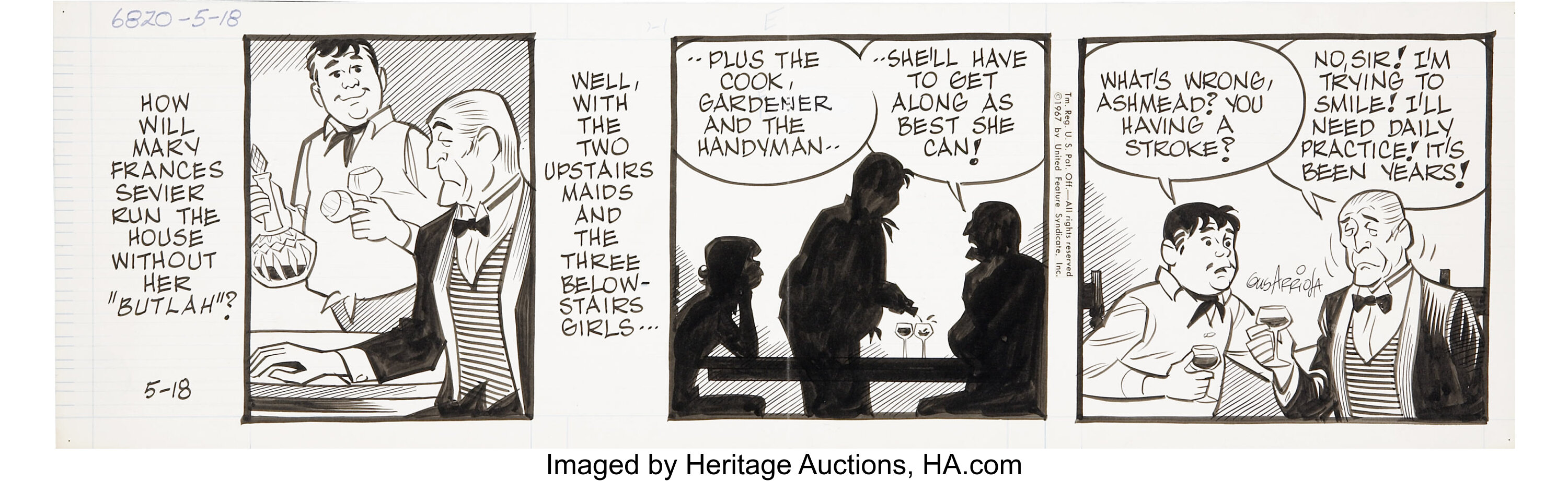 Gus Arriola Gordo Daily Comic Strip Original Art, dated 5-18-67 | Lot ...