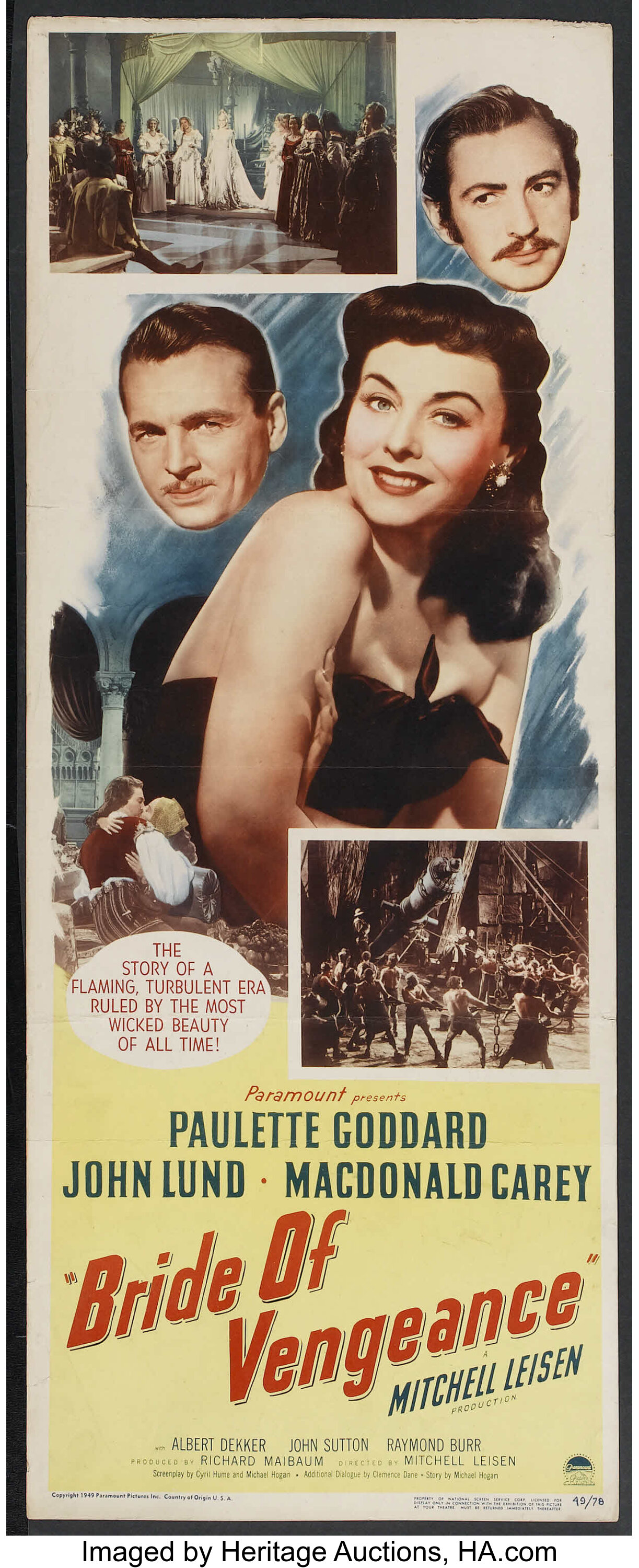 Bride of Vengeance (Paramount, 1949). Insert (14" X 36"). | Lot #25034 ...