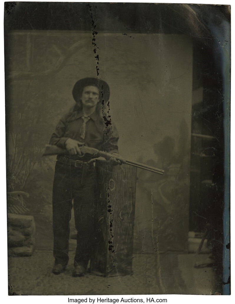 Sixth Plate Tintype of Cowboy With Winchester Lever-Action | Lot #43220 ...