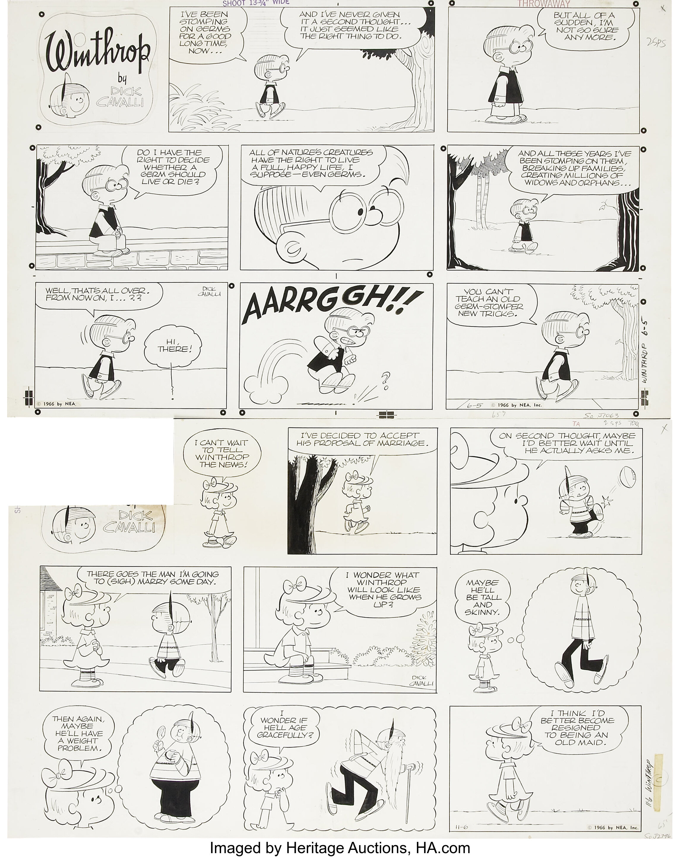 Dick Cavalli Winthrop Sunday Comic Strip Original Art, Group of 8 | Lot ...