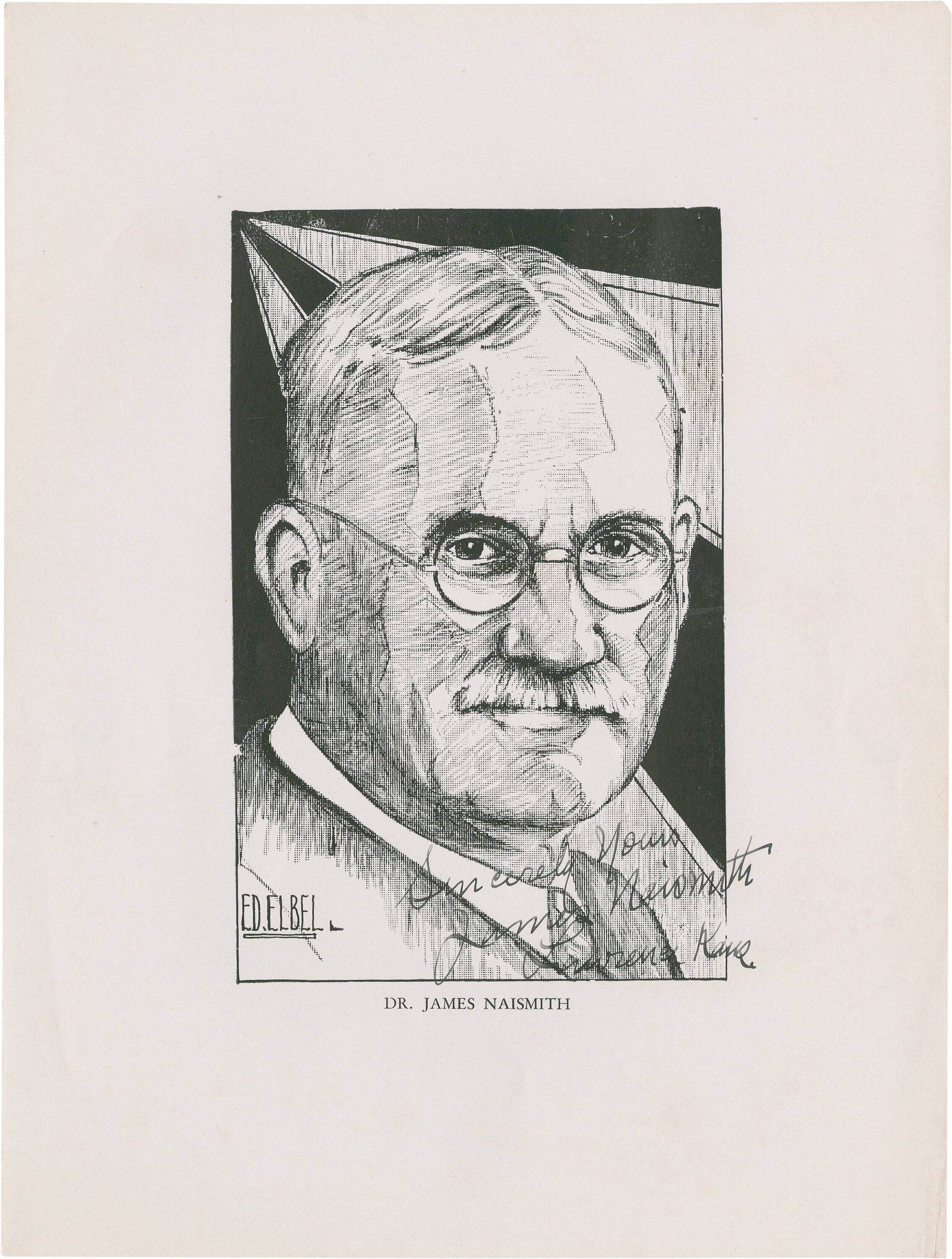 Circa 1936 James Naismith Signed Print.... Basketball Collectibles ...
