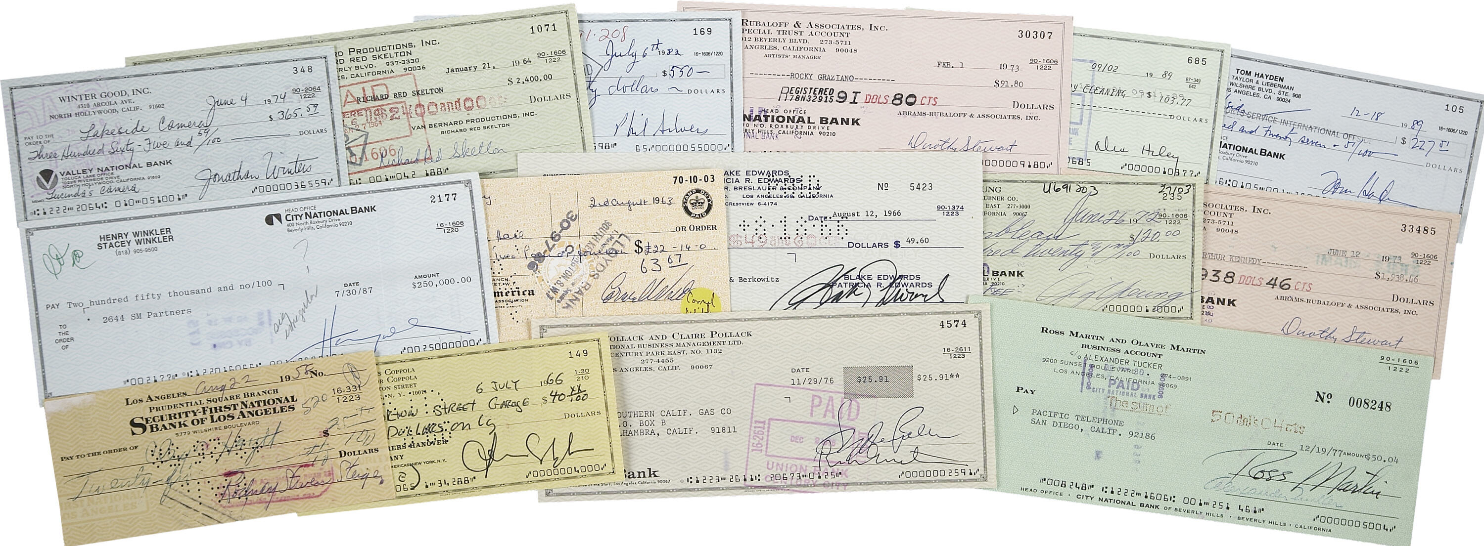 Sydney Pollack and Others Actor and Director Signed Checks, Set of ...