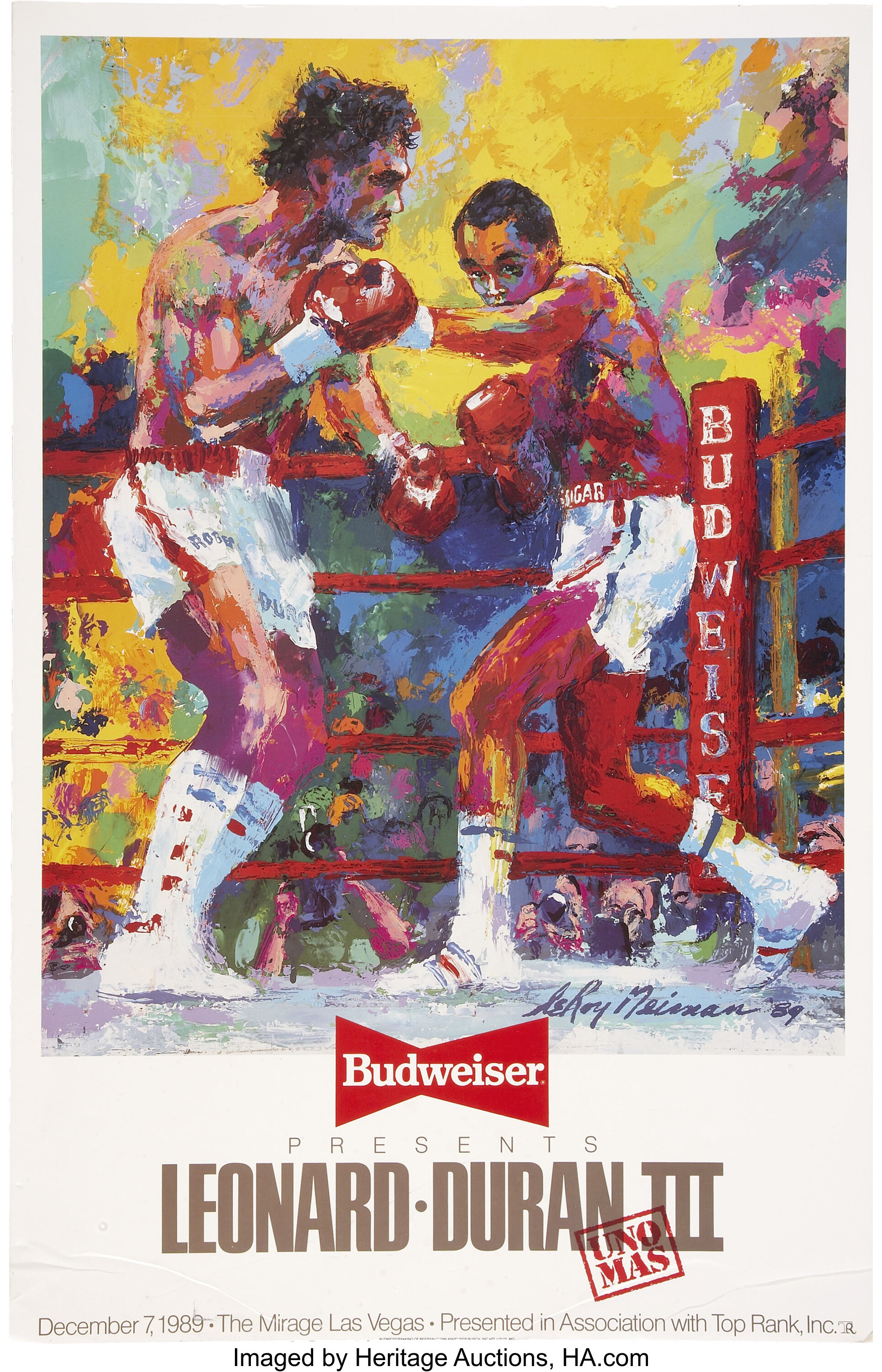 1989 Sugar Ray Leonard/Roberto Duran III Fight Poster.... Boxing | Lot ...
