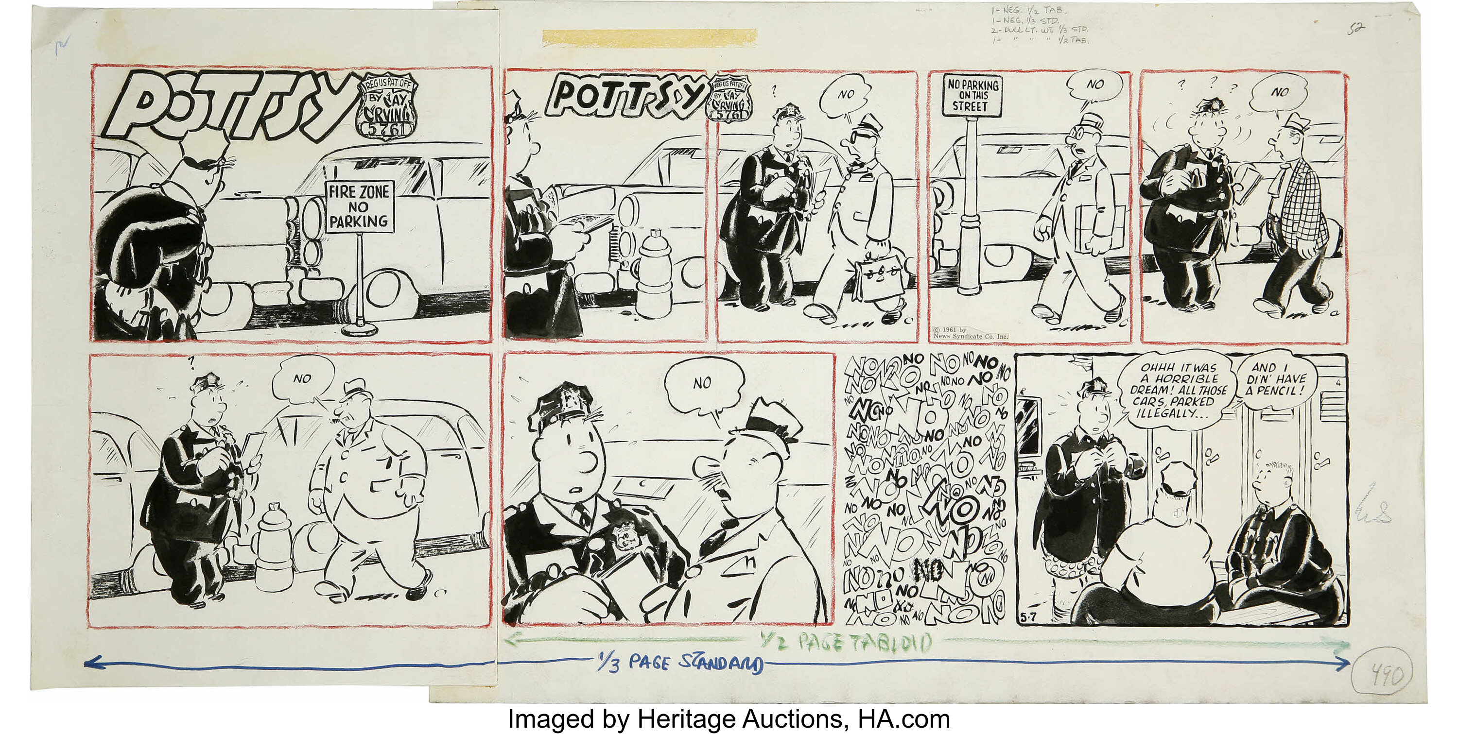 Jay Irving - Pottsy Sunday Comic Strip Original Art, dated 5-7-61 | Lot ...