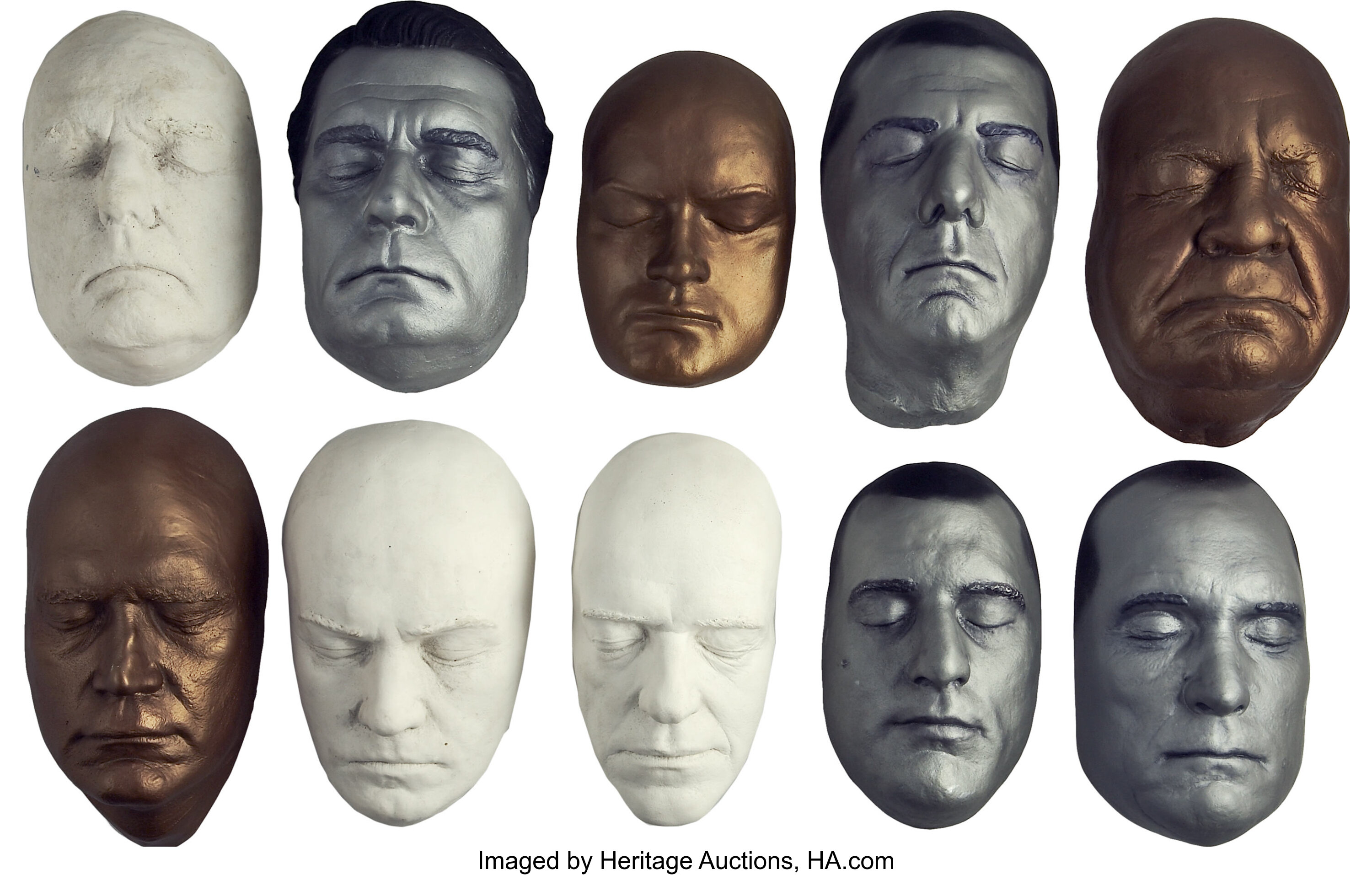 Assorted Actors Life Masks, Set of Ten.... (Total: 10 Items) | Lot ...