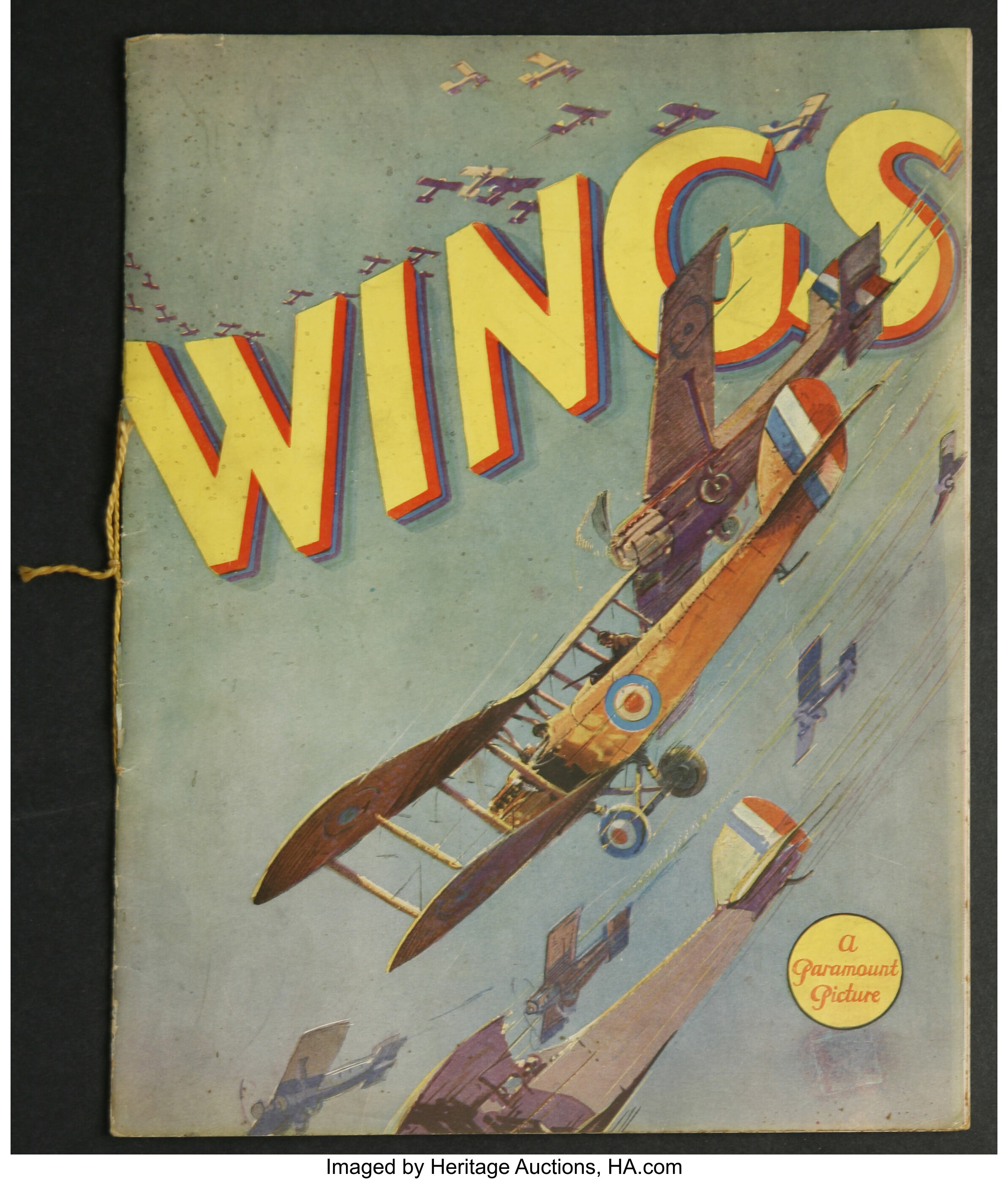 Wings (Paramount, 1927). Program (Multiple Pages). War. Starring | Lot ...