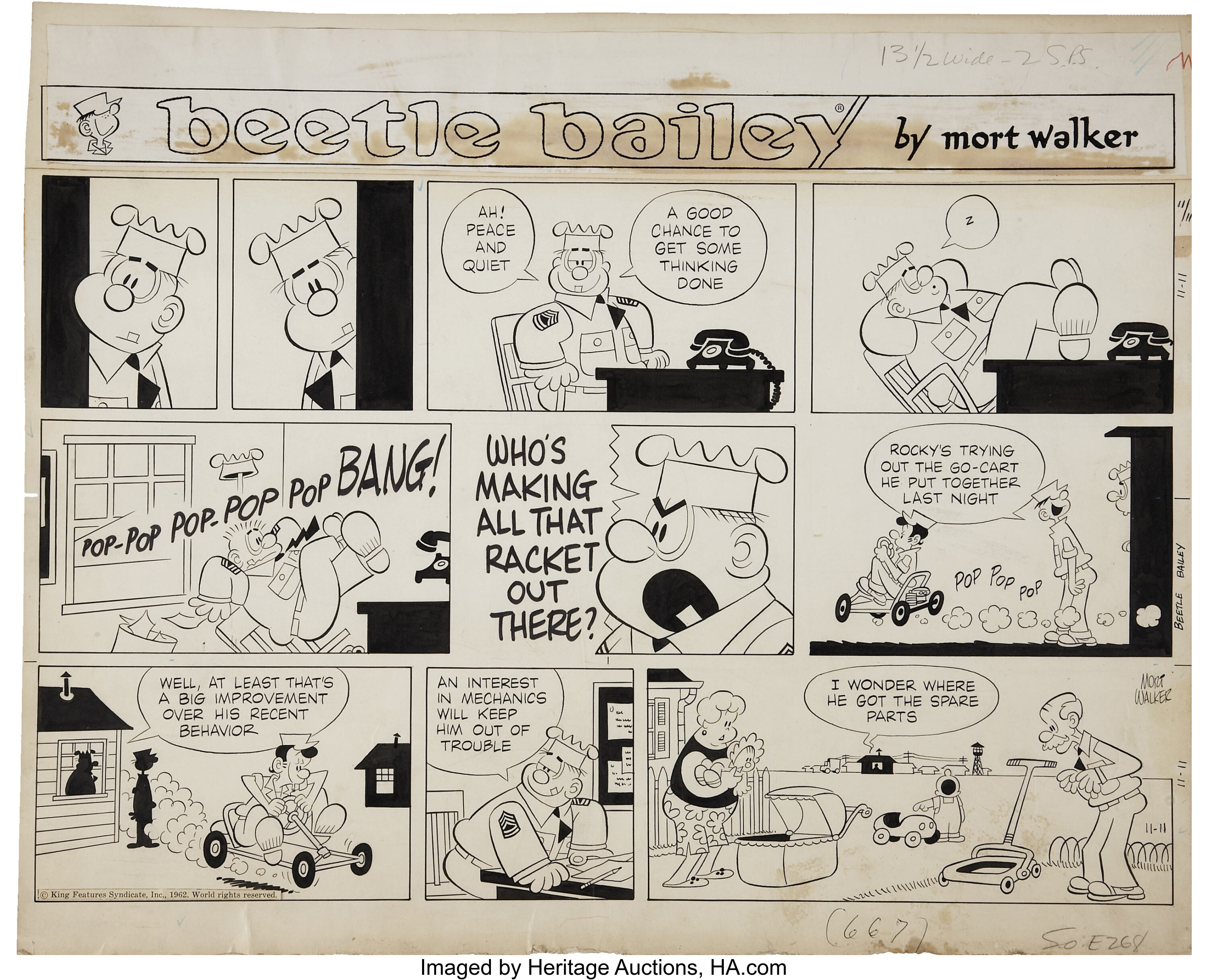 Mort Walker Beetle Bailey Sunday Comic Strip Original Art dated | Lot ...