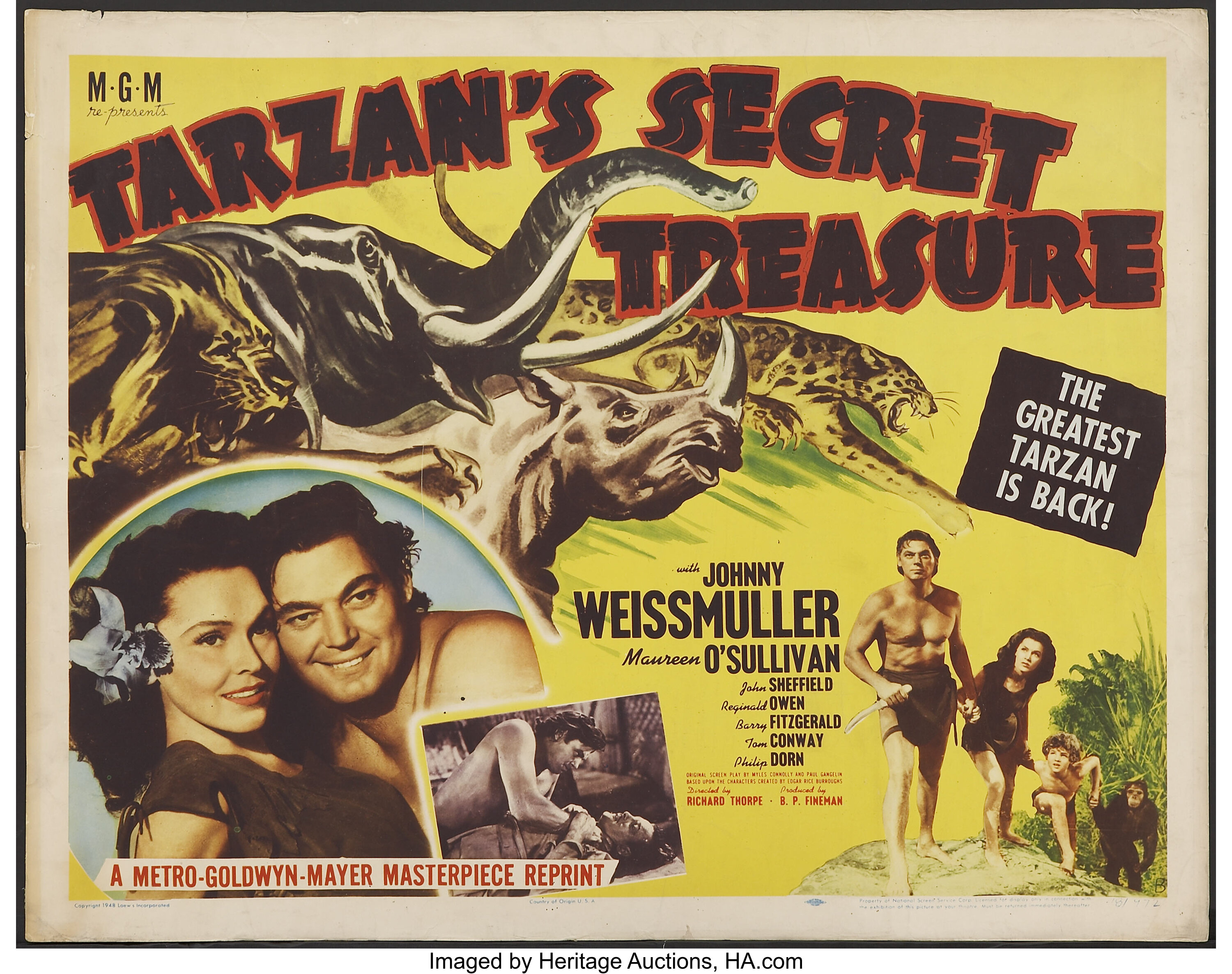Tarzan's Secret Treasure Movie Poster (MGM, R-1948).... Memorabilia ...