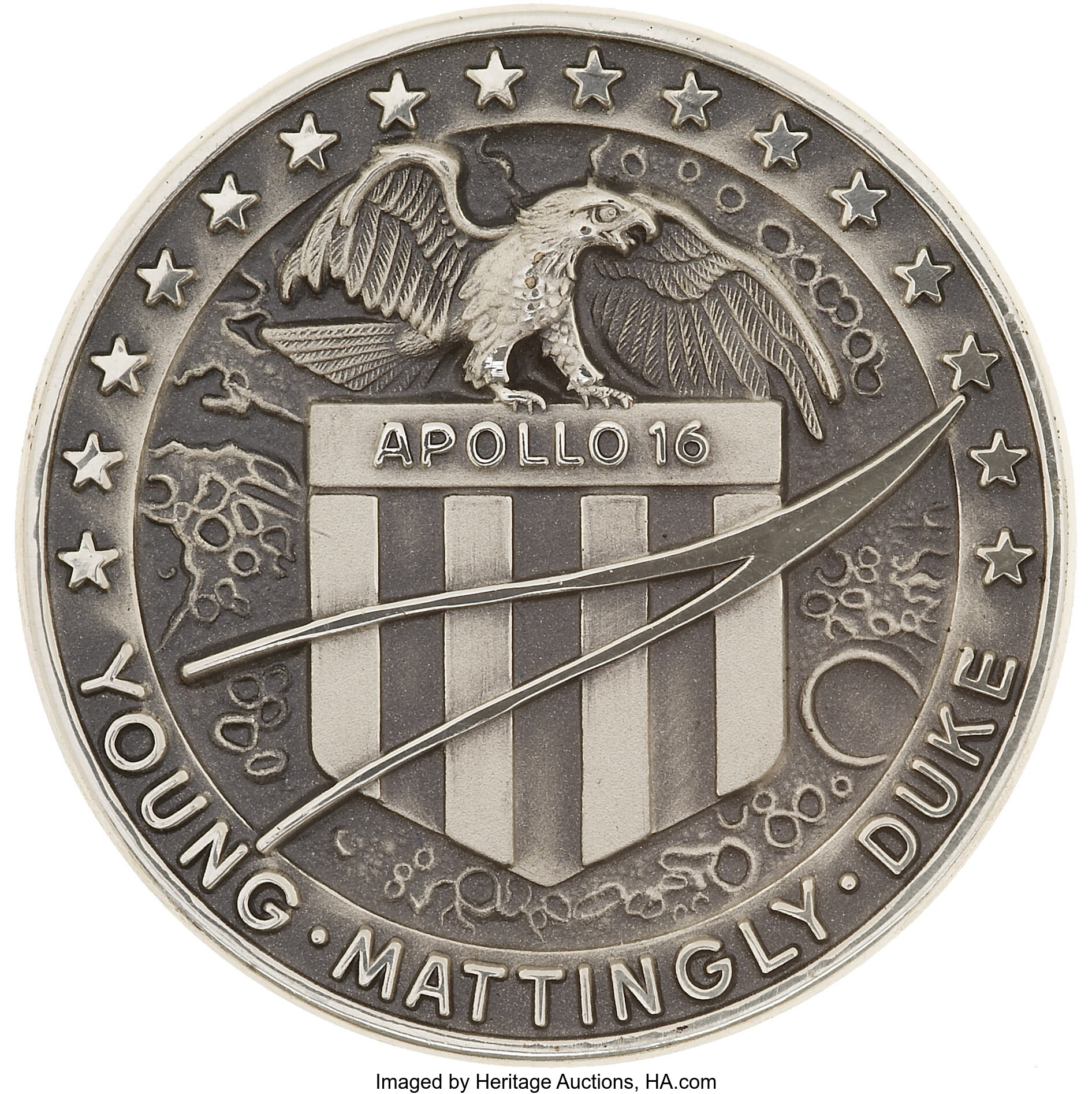 Apollo 16 Flown Silver Robbins Medallion Directly from the Personal ...